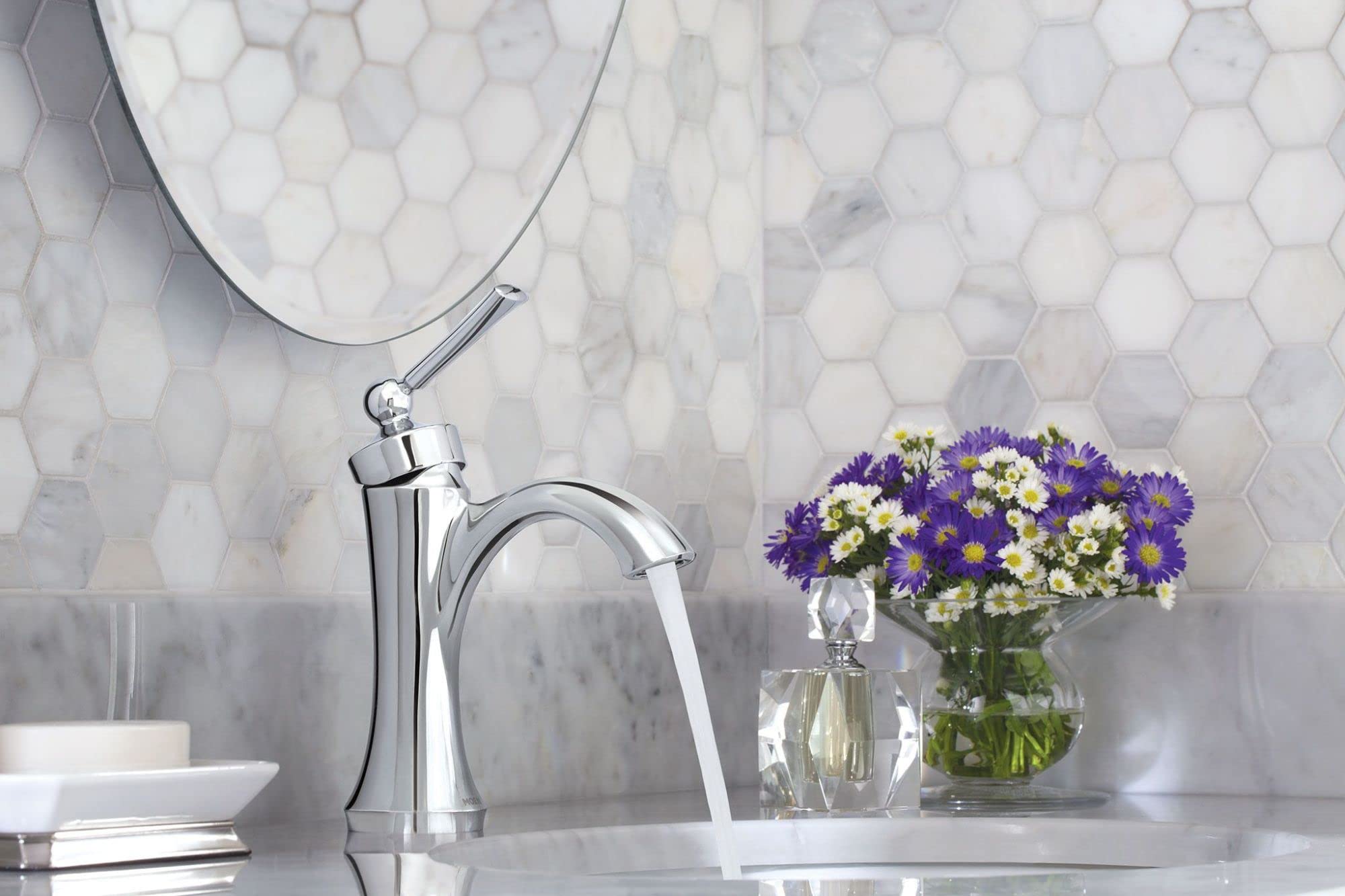 Moen Wynford Brushed Nickel One-Handle High-Arc Bathroom Faucet with Drain Assembly, 4500BN