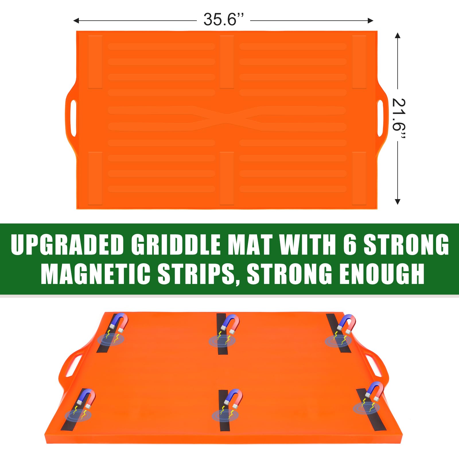 MOFEEZ 36" Silicone Griddle Mat for Blackstone Griddle, Heavy-Duty Food-Grade Magnetic Silicone Protective Mat with Handle