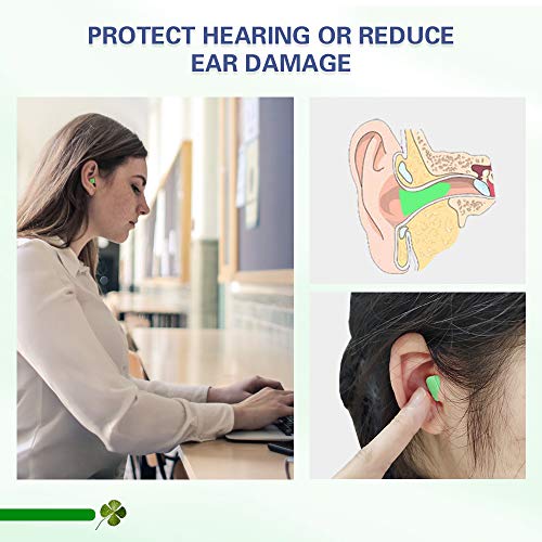 PROHEAR Foam Earplugs 80 Pairs, Ultra Soft Sleeping Ear Plugs Upgraded SNR 38dB Noise Reduction Hearing Protection, Easy Usuable Ear Plugs for Sound Blocking Sleeping, Snoring, School Library (Green)
