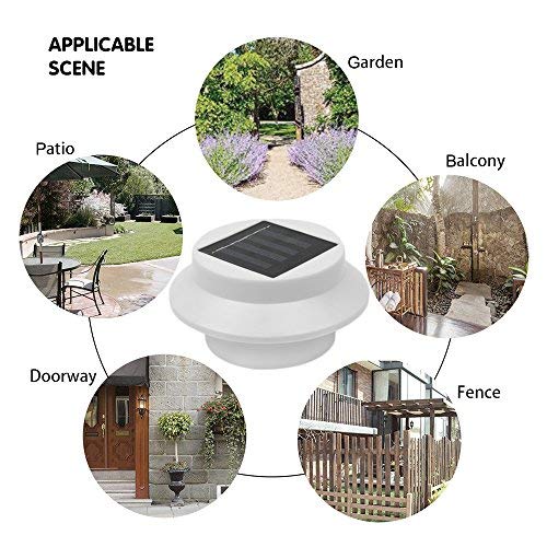 Miyole 6 Pack Solar Powered Gutter Lights Waterproof Outdoor Dusk to Dawn 3 LED Deck Fence Wall Stair Step and Yard Cool White LED Eaves Garden Landscape Pathway