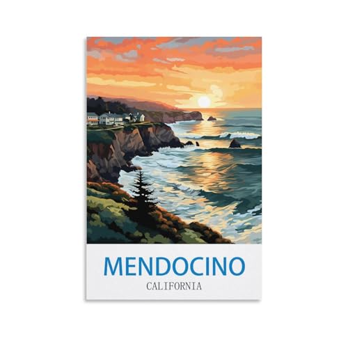 Ndoud Mendocino California Vintage Travel Posters 08x12inch(20x30cm) Wall Art Picture Print Canvas Painting for Living Room Home Decor