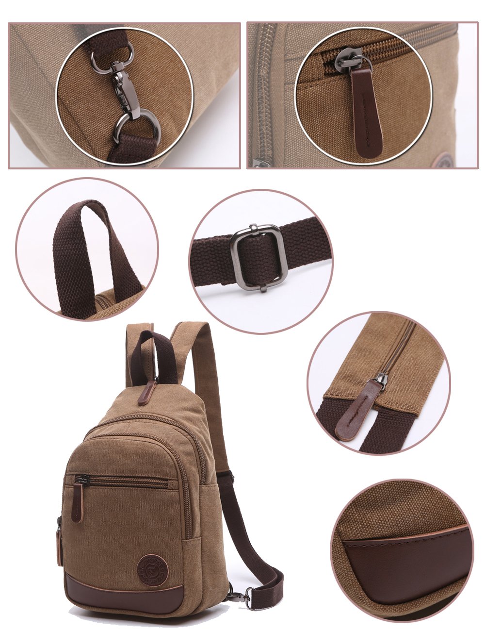 UISKOOPW Small bookbag purse for women, Adjustable Straps Mini Backpack Multiple Compartment Pockets Crossbody Backpack Purse for Women or Man (Military Green)