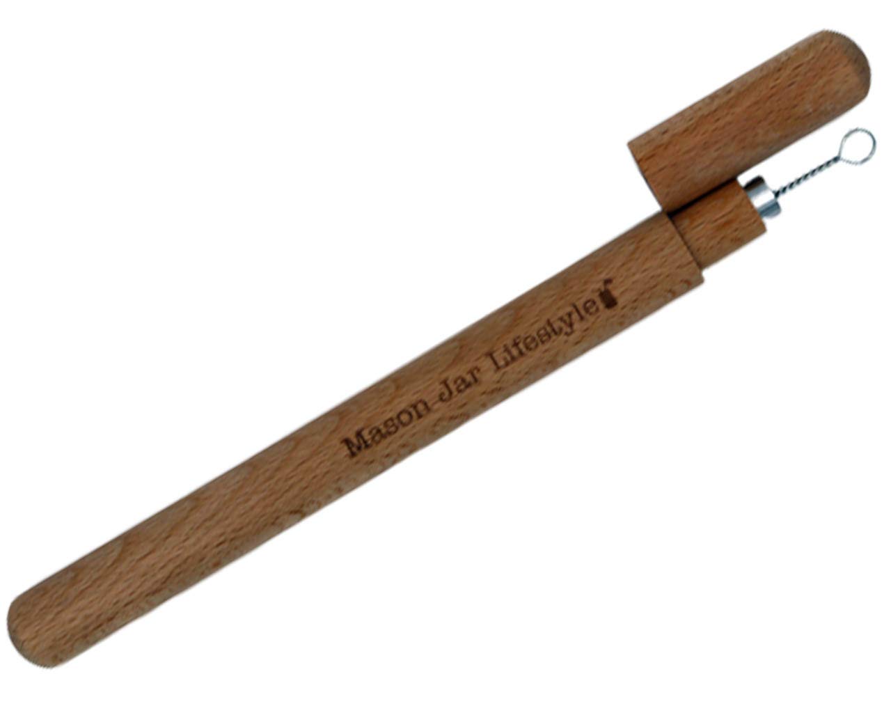 Wood Reusable Straw Carrying Case by Mason Jar Lifestyle - Fits Up To 10" Long and 12mm Wide Straws (3 Pack)