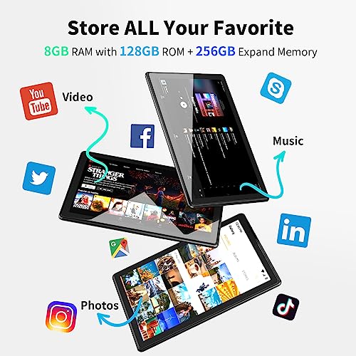 SGIN Android 12 Tablet, 8GB RAM 128GB ROM 10 Inch Tablets Computer with 1982 * 1200 HD IPS Screen, Octa-Core 2.0Ghz Processor, 8MP+5MP Camera, WiFi, Bluetooth, 6000mAh