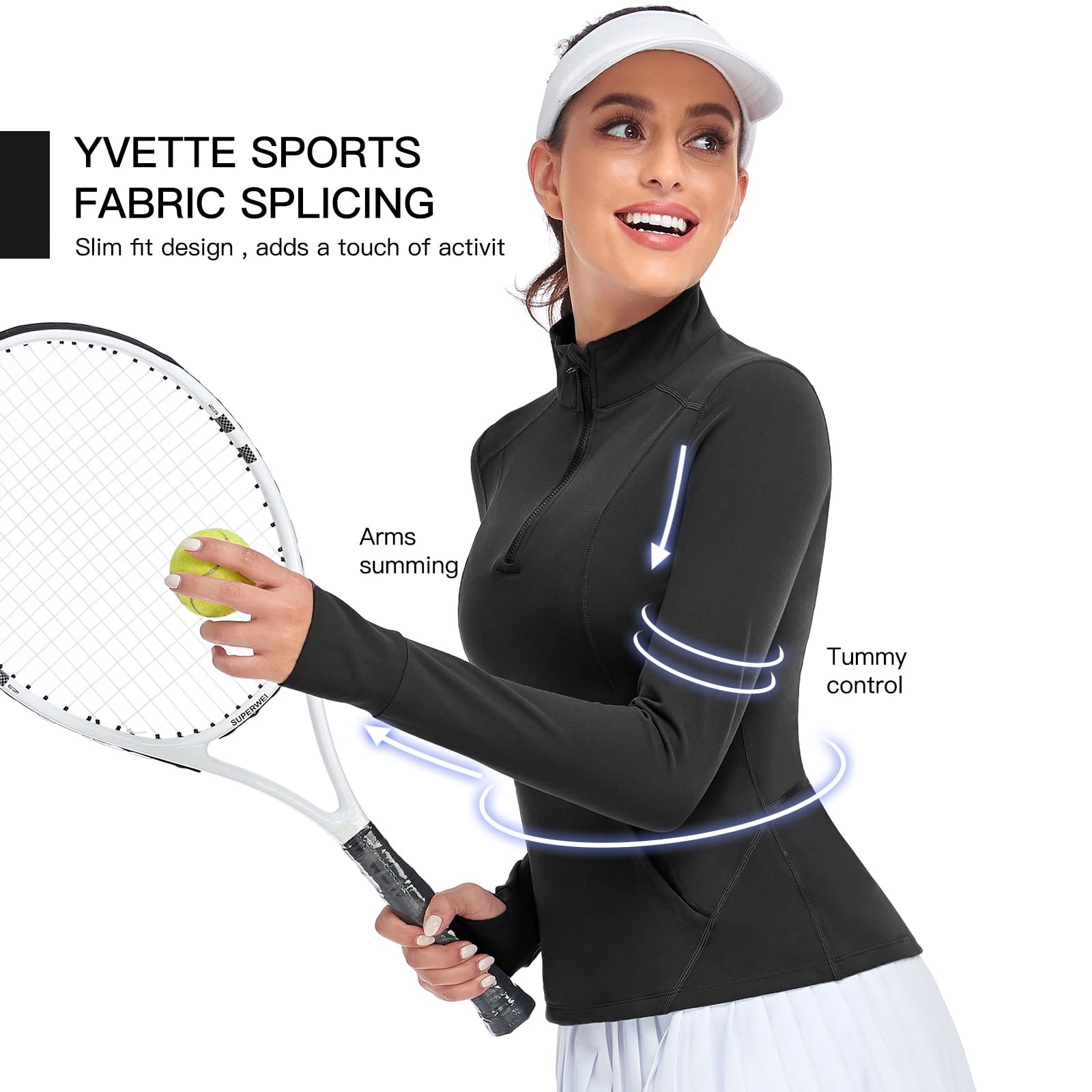 VUTRU Women's 1/4 Zip Pullover Microfleece Jackets Long Sleeve Mock Neck Sweatshirt Tops with Pockets for Running Hiking