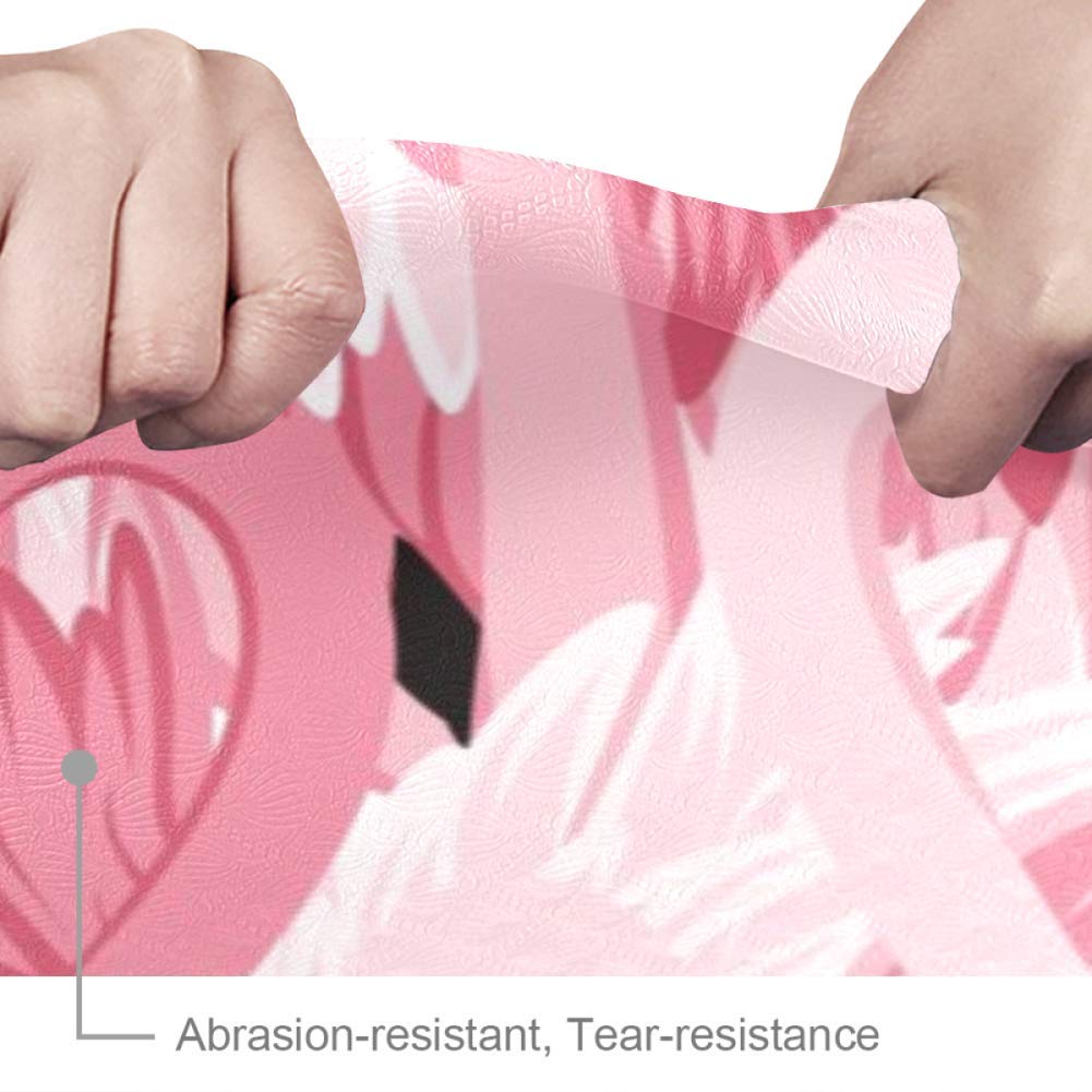 Pink Flamingo Pattern Yoga Mat Thick Non Slip Yoga Mats for Women&Girls Exercise Mat Soft Pilates Mats,(72x24 in, 1/4-Inch Thick)