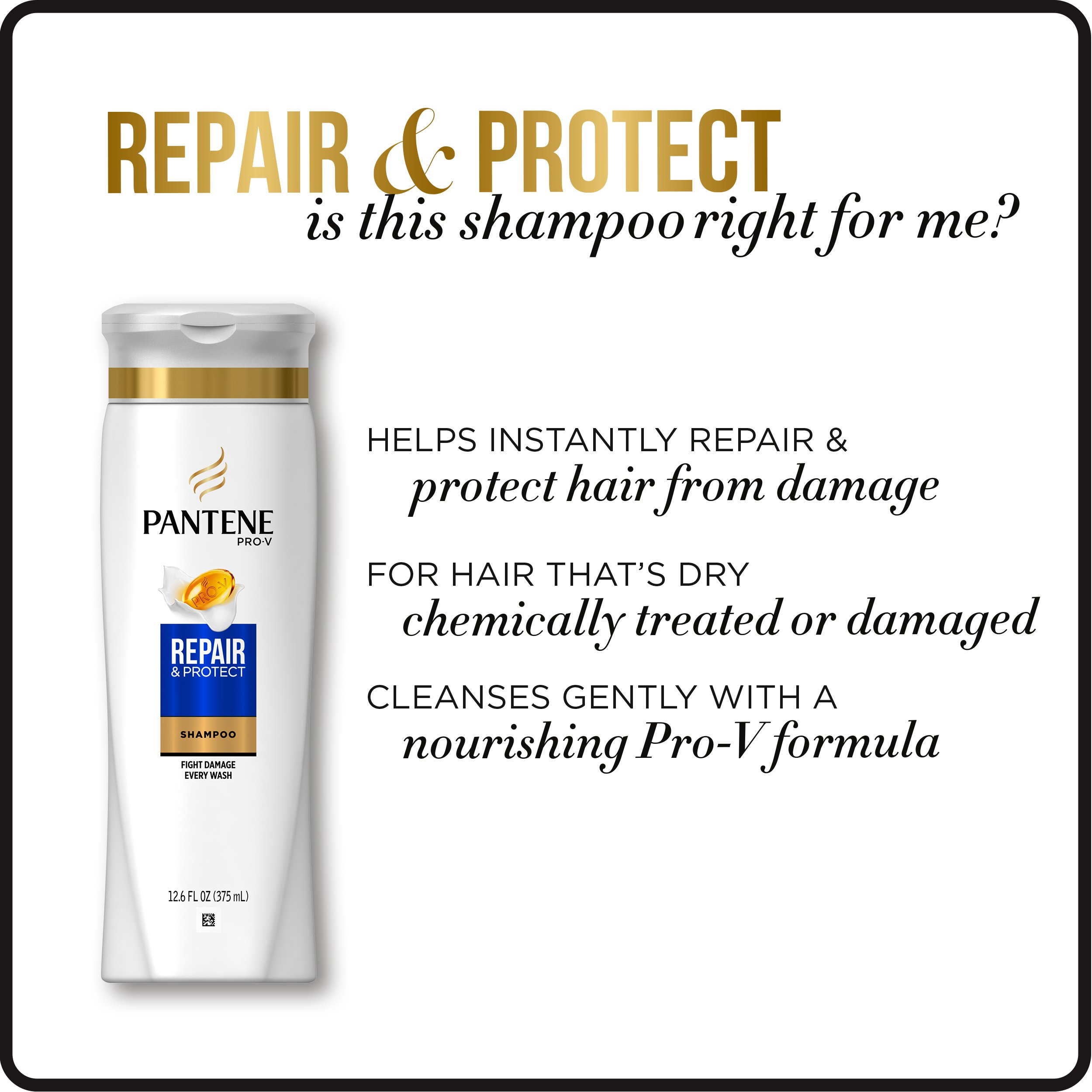 Pantene, Shampoo, Pro-V Repair and Protect for Damaged Hair, 30.4 fl oz, Twin Pack