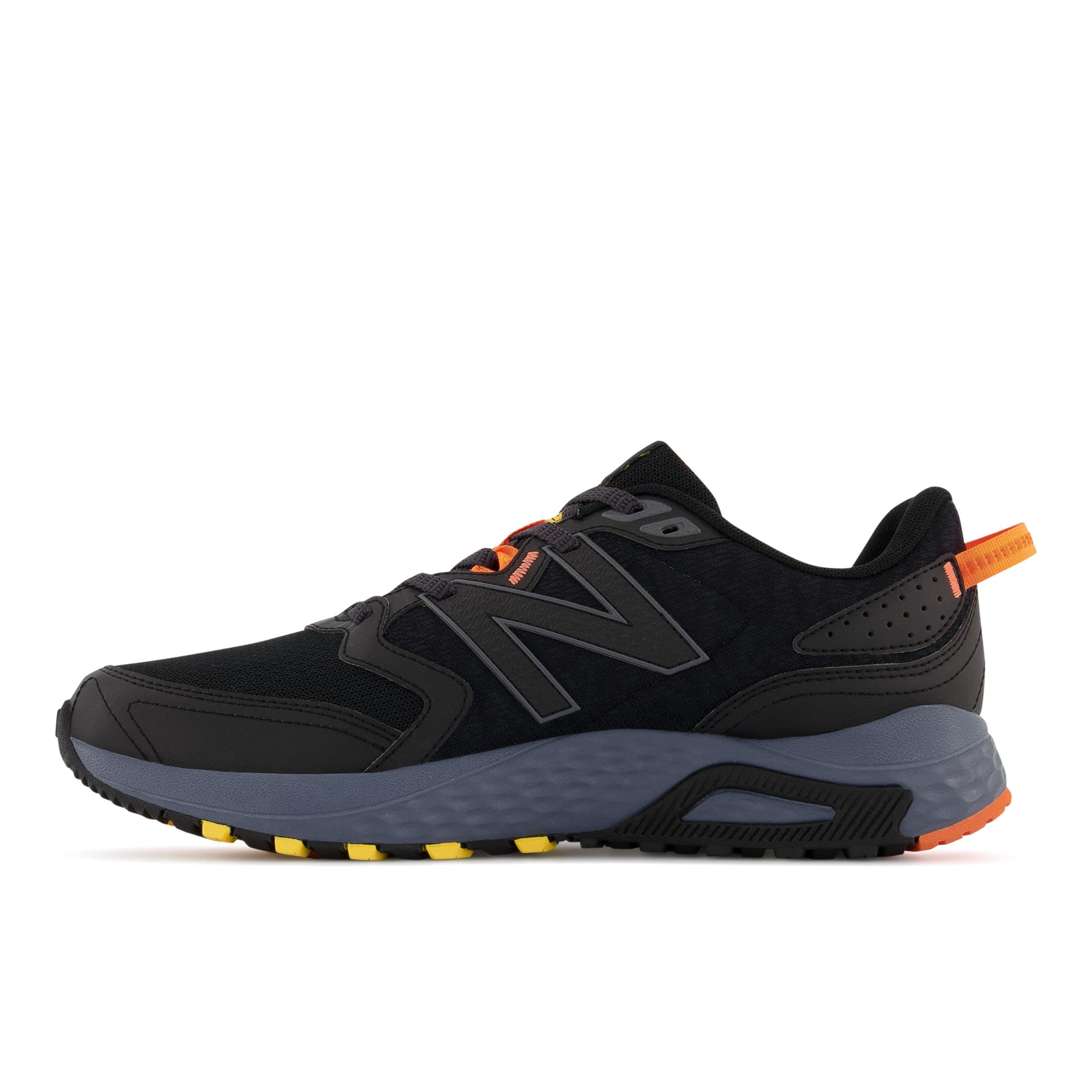 New Balance Men's 410 V7 Running Shoe, Black/Grey/Orange, 15 X-Wide