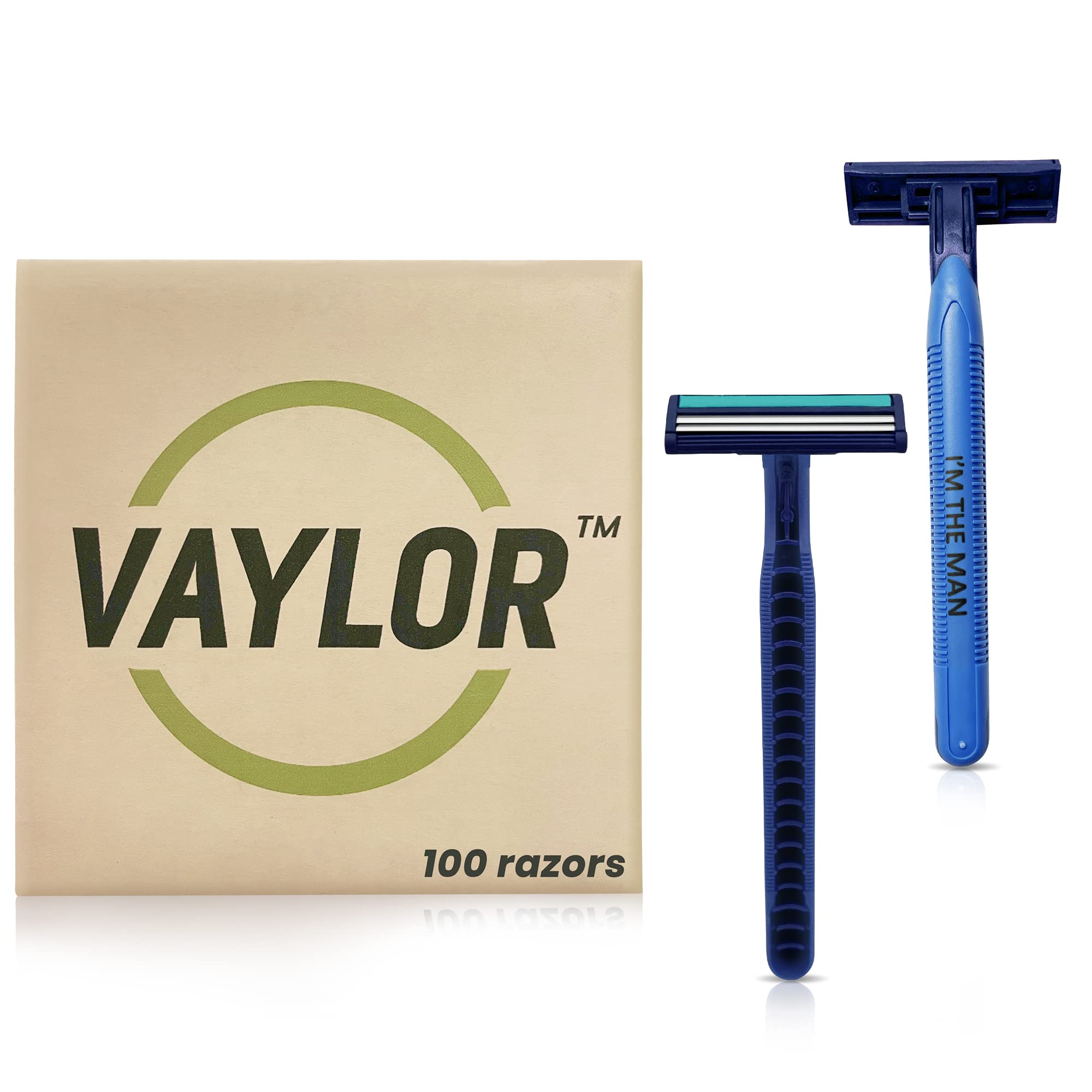 Vaylor 2 Blade Mens Disposable Shaving Razor, Shaving Inspiration - I'M THE MAN, 100 Count