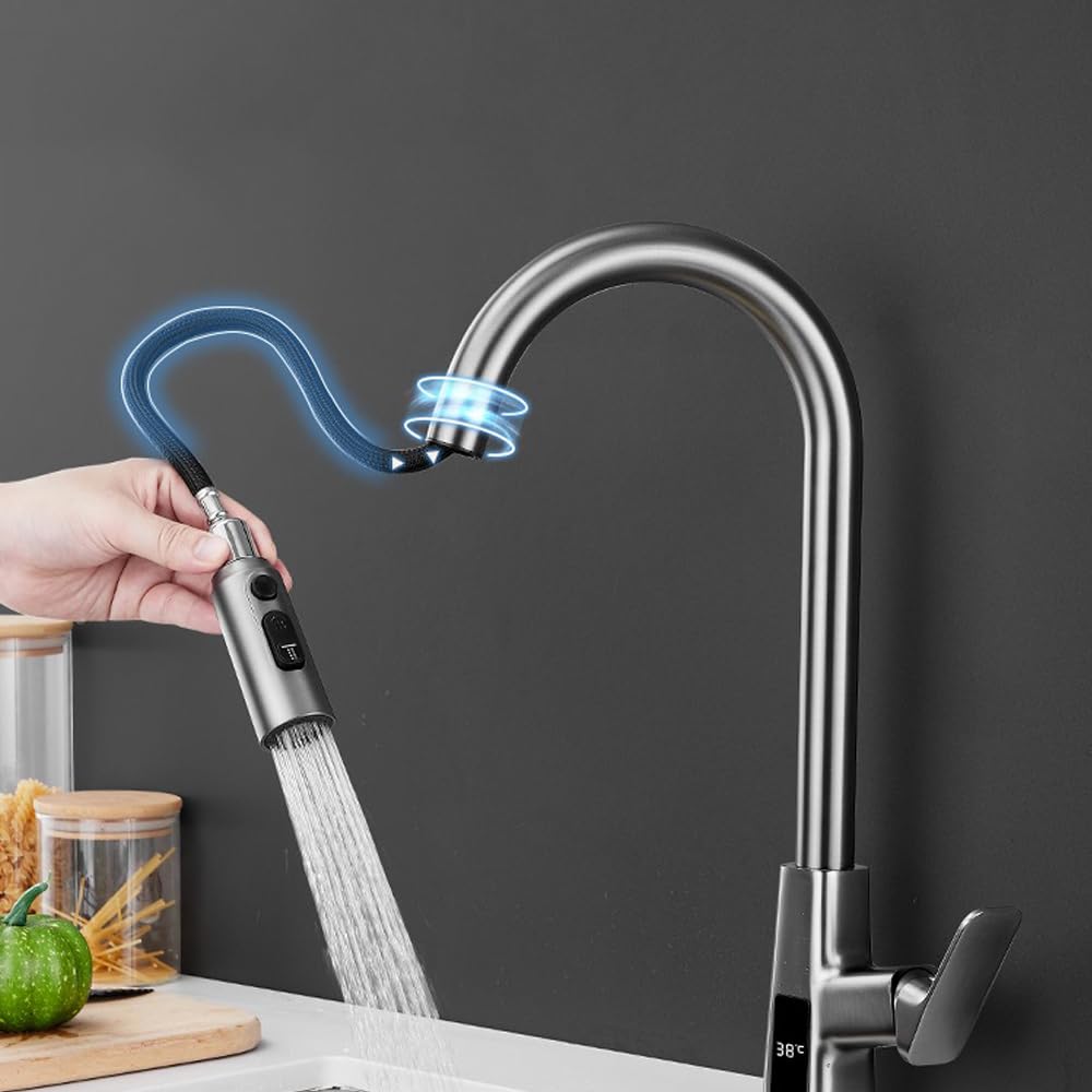 Pull Out Kitchen Faucet Replacement Hose M15*1MM X G1/2,kitchen sink pull down faucet hose Pull out faucet hose replacement with quick connect,59-inch or 150cm for Nylon Hose Black