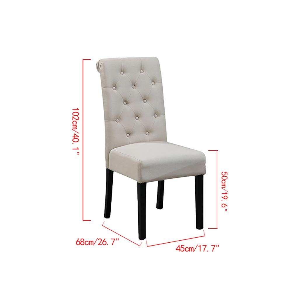 nozama Upholstered Dining Chairs Set of 4 Elegant Tufted Fabric Parsons Chair with Solid Wood Legs (Beige)