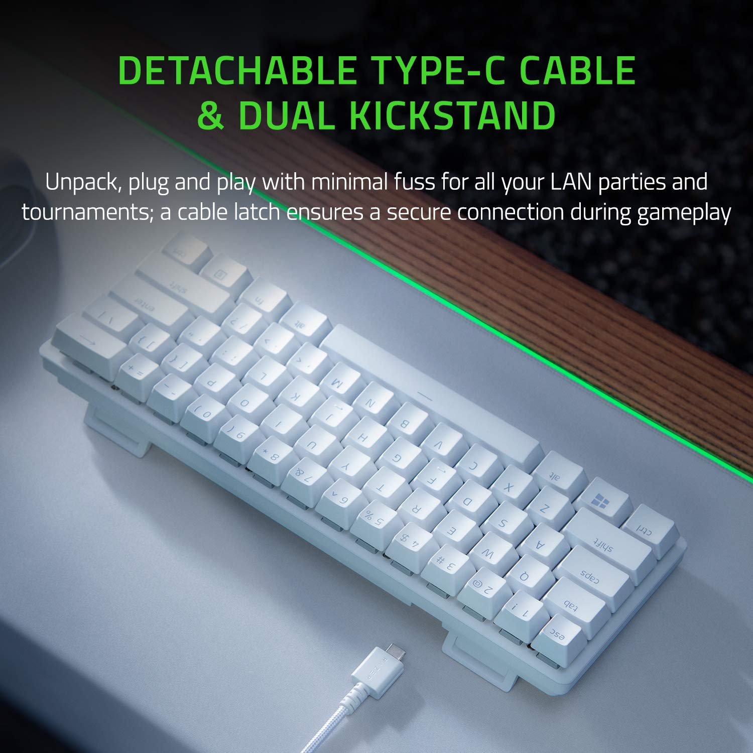 Razer Huntsman Mini 60% Gaming Keyboard: Fastest Keyboard Switches Ever - Linear Optical Switches - Chroma RGB Lighting - PBT Keycaps - Onboard Memory - Mercury White (Renewed)