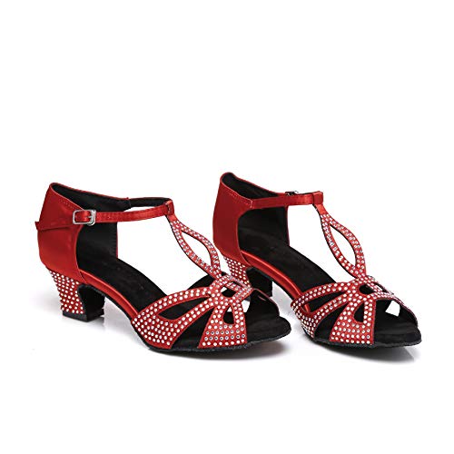 Pierides Women's Rhinestone Ballroom Dance Shoes Latin Salsa Performance Wedding Dance Shoes,2" Heel,6.5 US