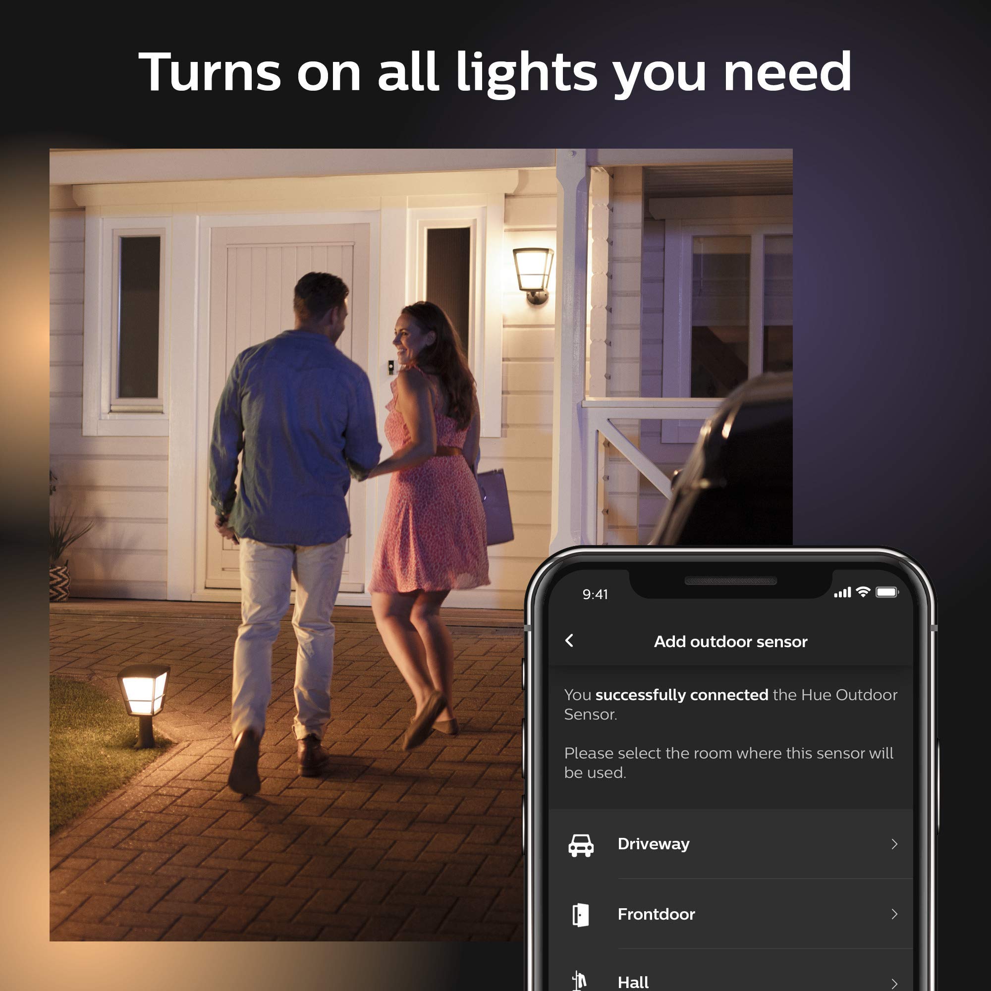 Philips Hue Dusk-to-Dawn Outdoor Motion Sensor for Smart Home, Wireless & Easy to Install (Hue Hub Required, for use with Philips Hue Smart Lights) (Renewed)