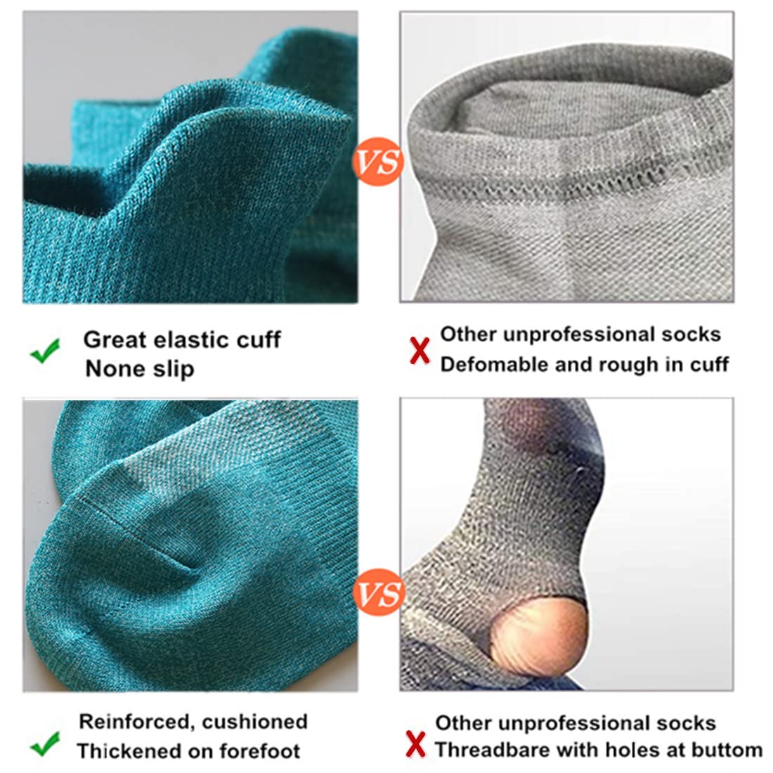 WIFFGO Compression Socks For Men 6 Pairs Ankle Athletic Mens Socks Running Cycling Support Outdoor Sports Gear No Show Socks