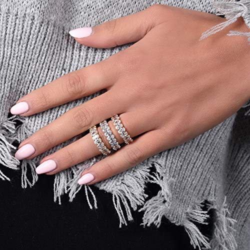 NYC Sterling Women's .925 Silver Cubic Zirconia 5x3mm Oval-Cut Eternity Band Ring (sterling-silver, 8)