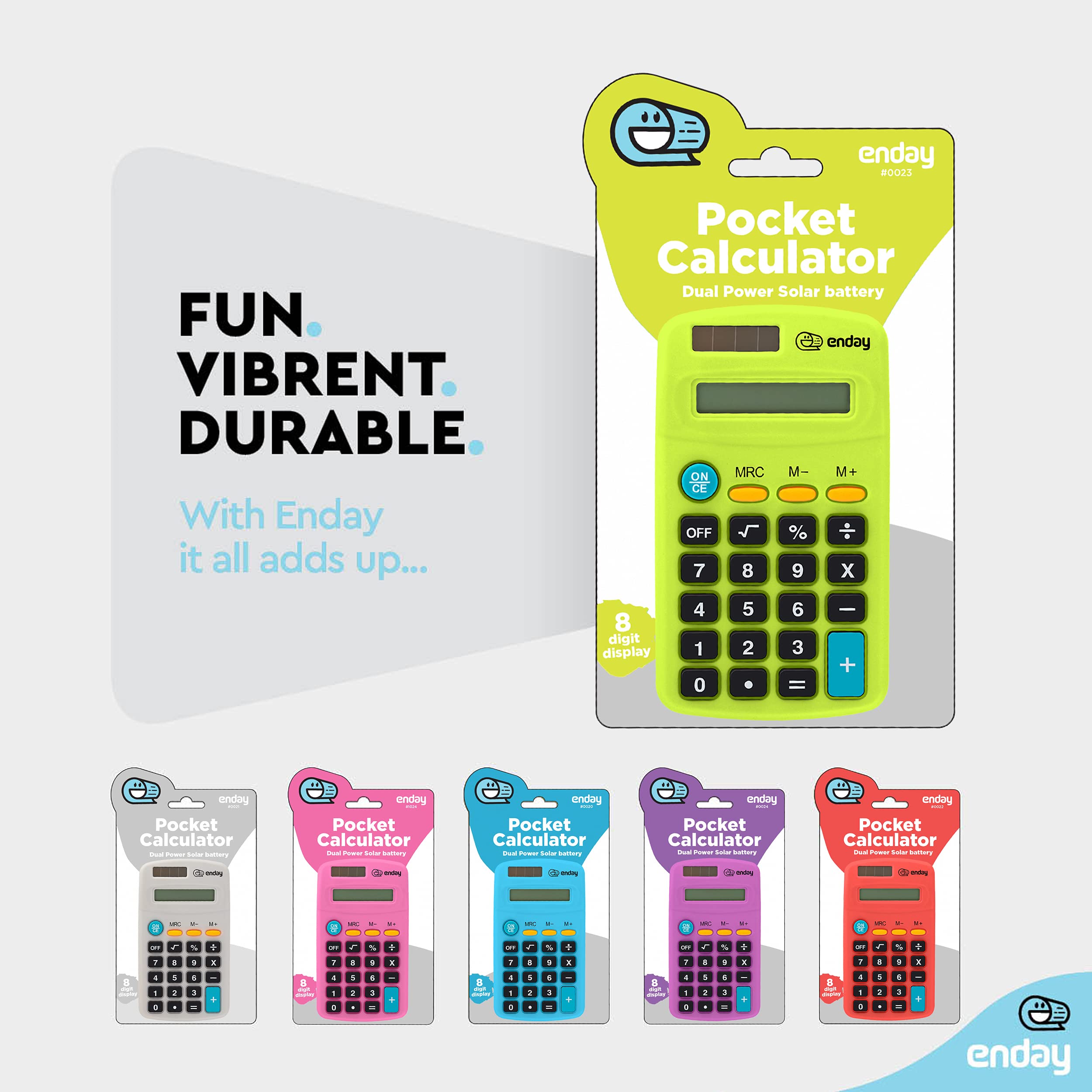 Pocket Size Calculator 8 Digit, Dual Power, Large LCD Display, School Student Desktop Accounting Office Calculators (Pack of 6) - by Emraw