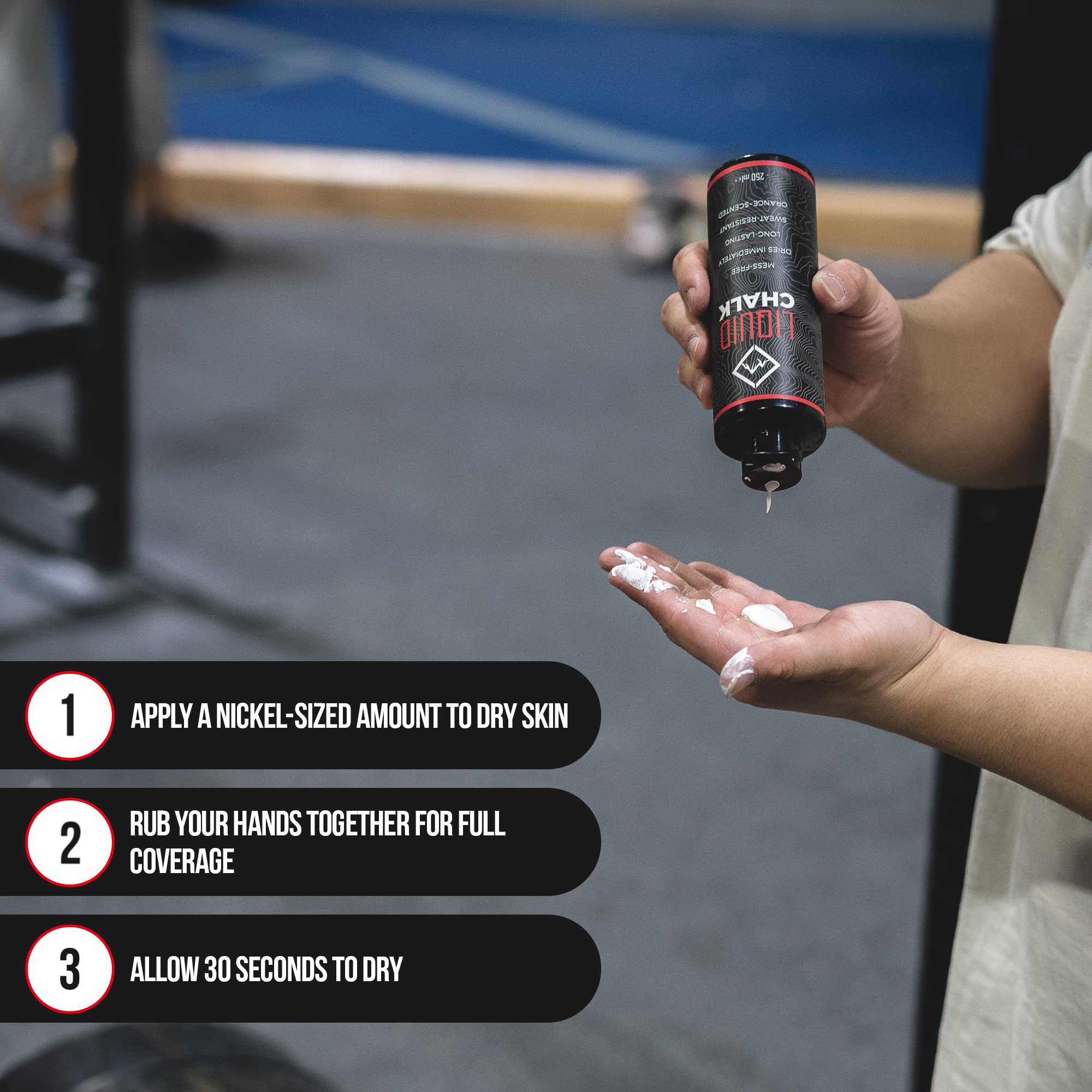 SURVIVOR 250ML Liquid Chalk β Gym Chalk for Weightlifting, Rock Climbing, Bouldering, Gymnastics, Pole Grip, & More - Lifting Chalk & Climbing Chalk for Dry Hands - Liquid Grip Hand Chalk for Lifting