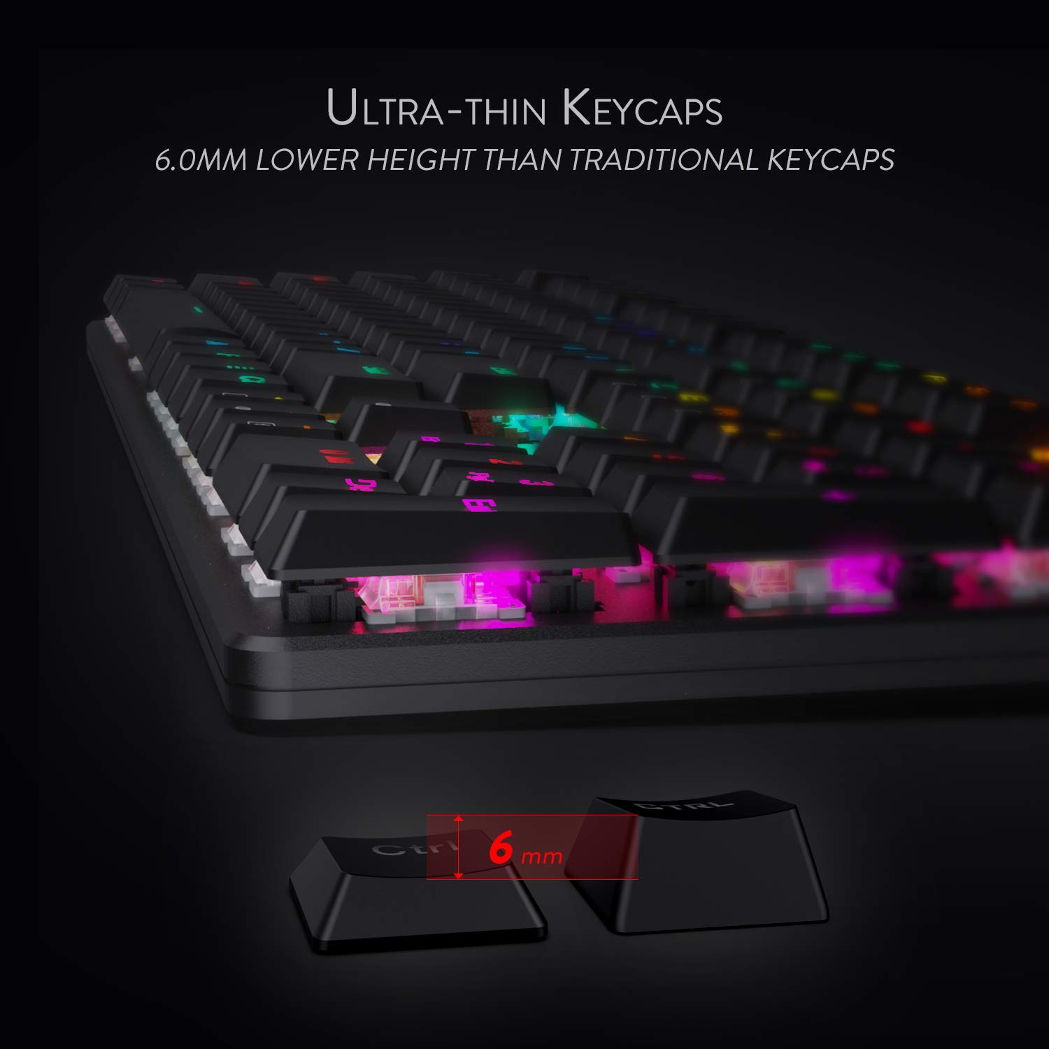 Redragon K589 Shrapnel RGB Low Profile Mechanical Gaming Keyboard, 104 Keys Anti-ghosting Mechanical Keyboard with Linear & Quiet Red Switches, Fast Actuation with Less Travel and Smooth Keys