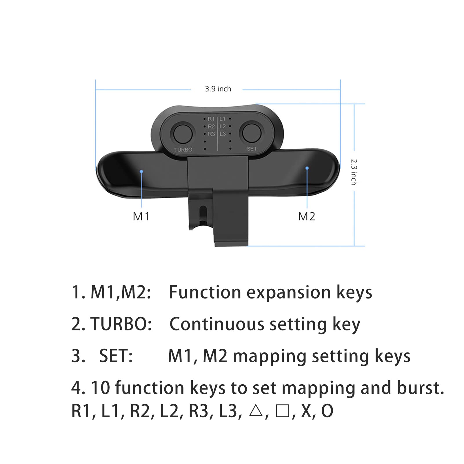 Vbestlife Paddles for PS4 Controller, PS4 Controller Back Button Attachment, Support Turbo Burst Function, Custom Keys, Plug And Play, Suitable for PS4 Handles