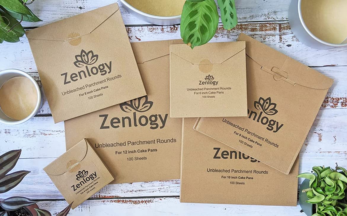 Zenlogy 4 Inch Small Parchment Paper Rounds (200 Sheets) - Unbleached, Pre-cut, High Heat, Round Liners - Fits 4 inch Small Round Pans or Great for Lining, Freezing and Storing, and Separating