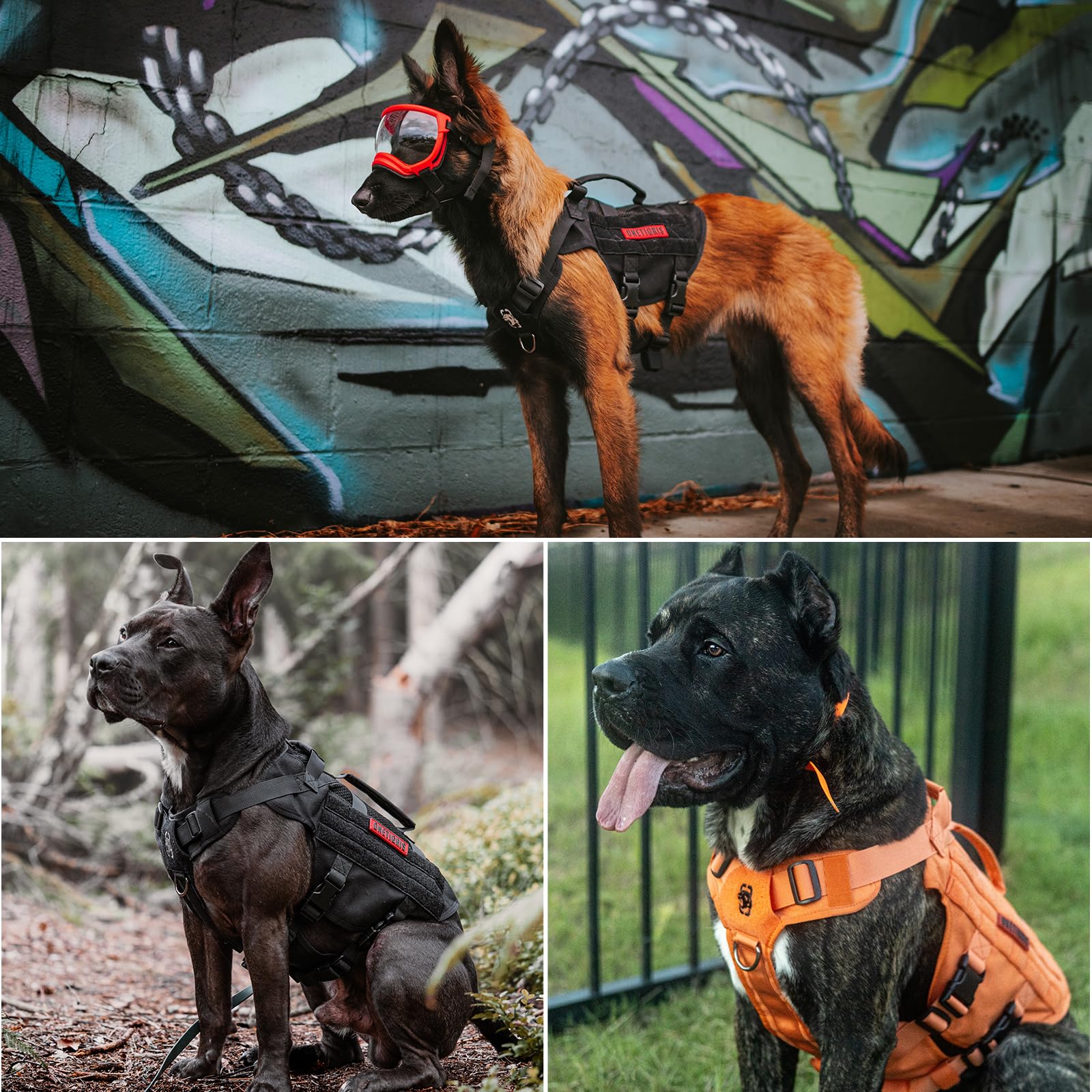 OneTigris No Pull Tactical Dog Harness for Medium Dog, Aire Mesh Dog Vest Harness, Breathable Military Dog Molle Vests with Handles, Service Dog Vest for Walking Hiking Training (M, Black)