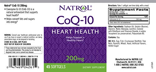 Natrol CoQ-10 200mg Softgels, 45 Count