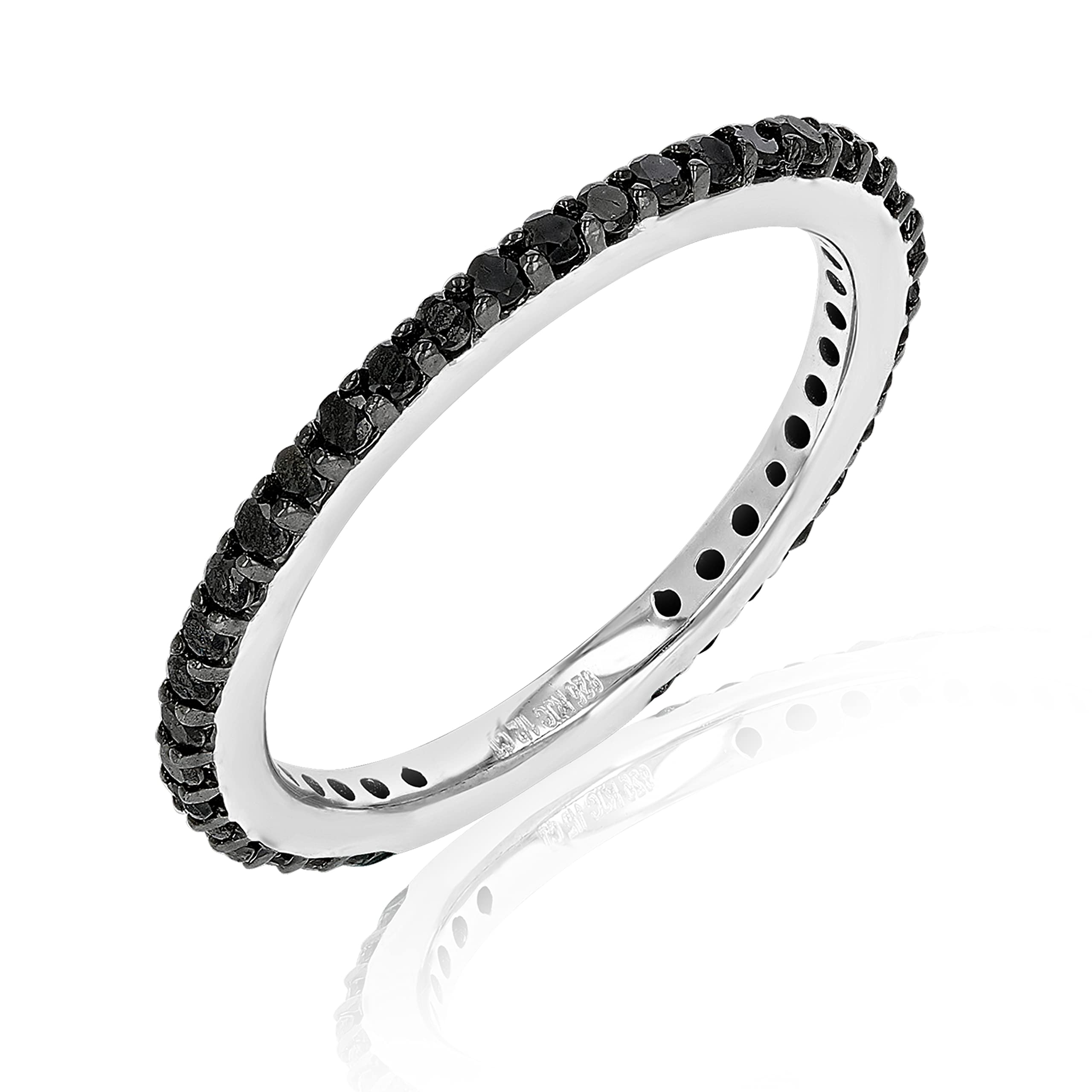 Vir Jewels 1/2 cttw Black Diamond Eternity Ring Wedding Band .925 Sterling Silver Prong Set Size 6.5
