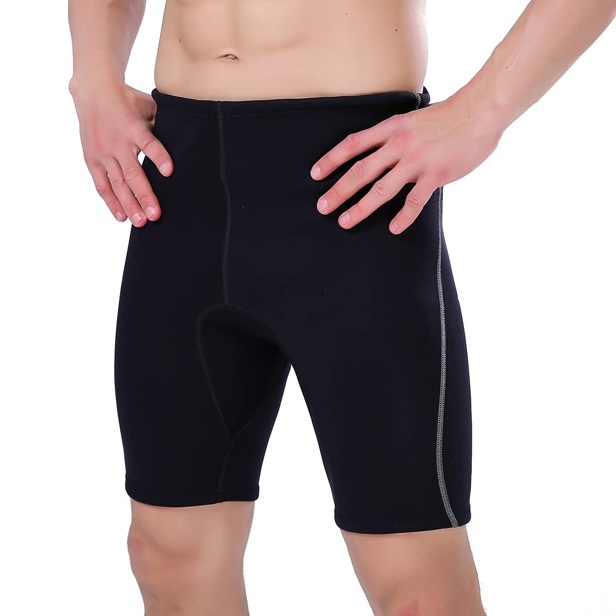 SLINX Wetsuit Short Pants Men 2mm Neoprene Shorts for Diving Kayaking Scuba Surfing Snorkeling Short Pants L Size, black