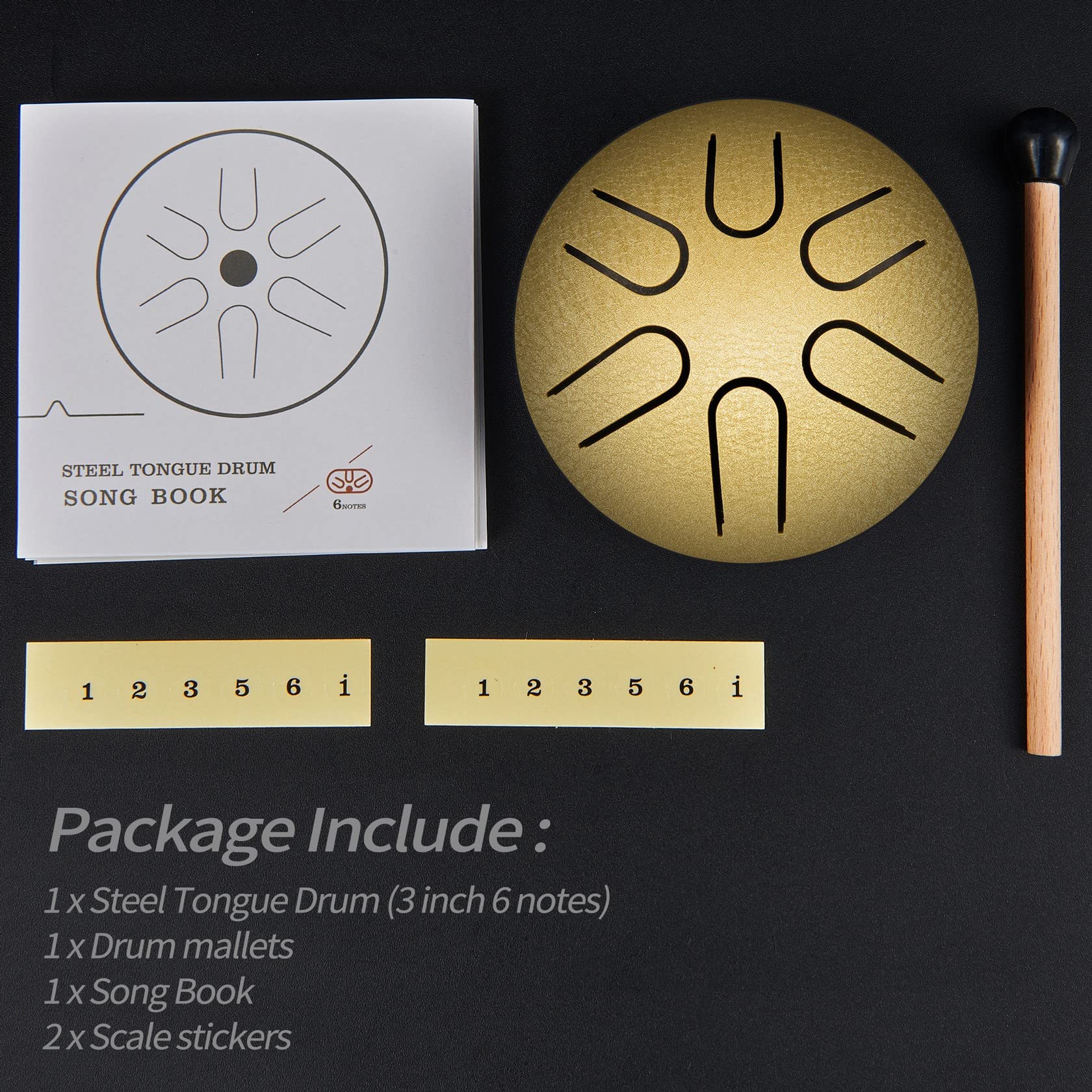 Steel Drum 3 Inch 6 Note Steel Tongue Drum Handpan Drum MiNi Instrument