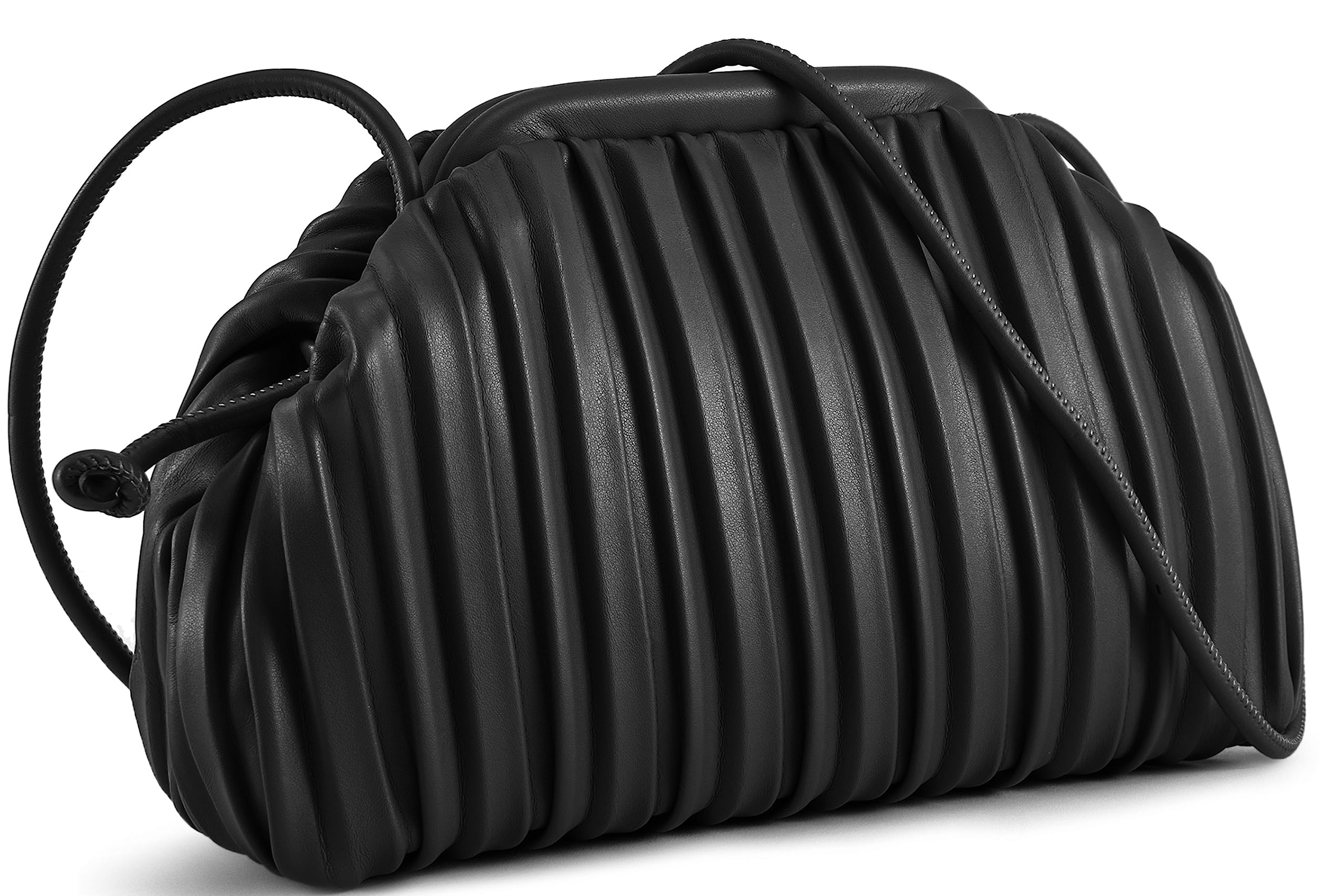 NIUEIMEE ZHOU Ruched Dumpling Bag for Women PU Leather Cloud Handbag Clutch Purse Retro Shoulder Crossbody Bags
