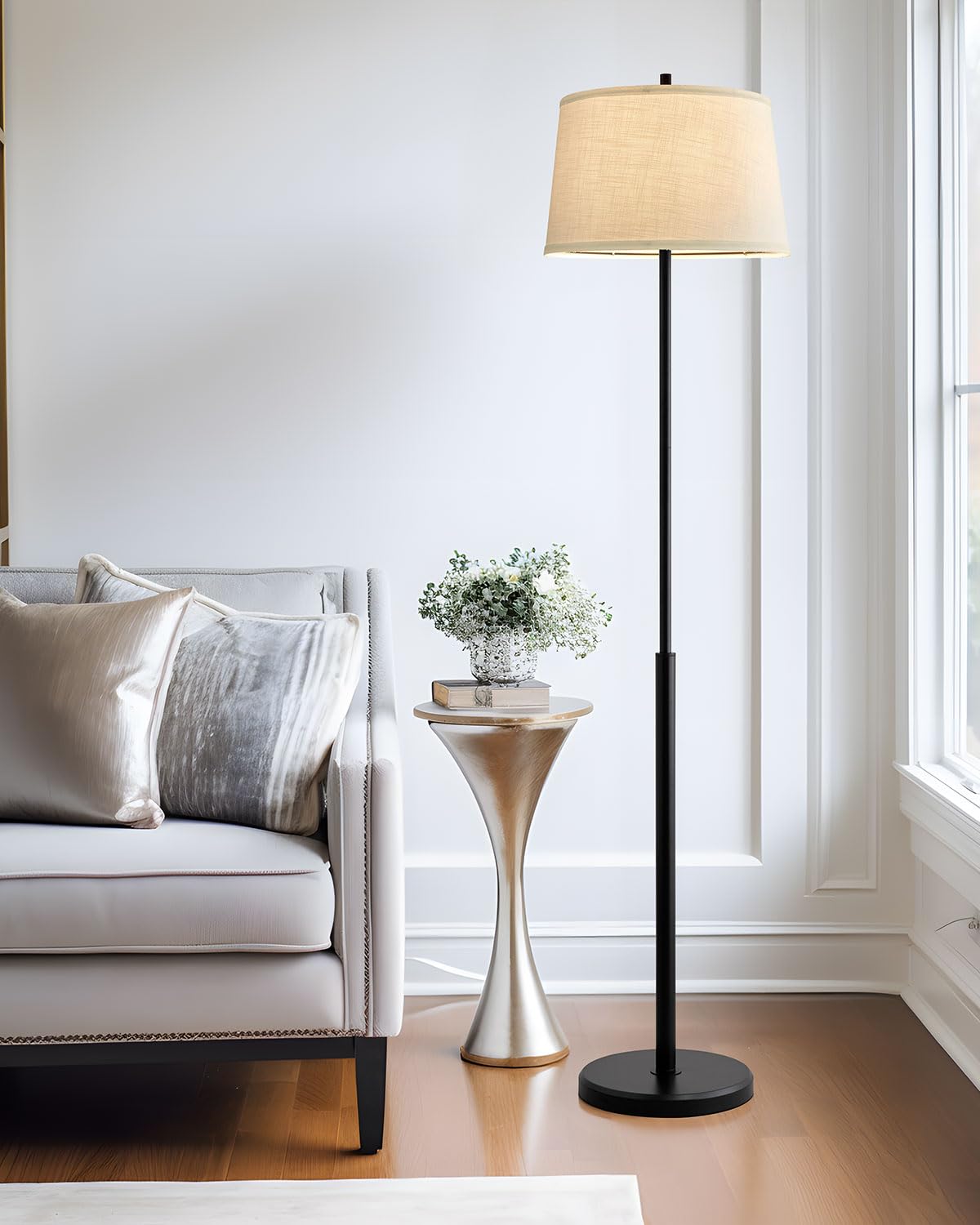 Oneach 61.75" Arch Floor Lamp for Living Room LED Tall Standing Light Black