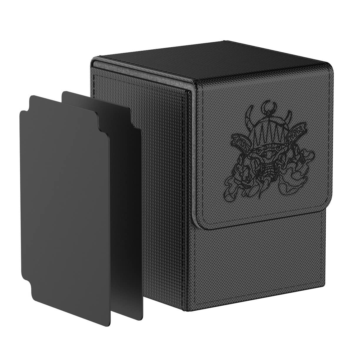 ULTRGEE Deck Box for MTG Cards, Magnet Card Box with 2 Dividers per Holder, Large Trading Card Case Fit for up to 110 Cards-[Ghost Design] (Black)