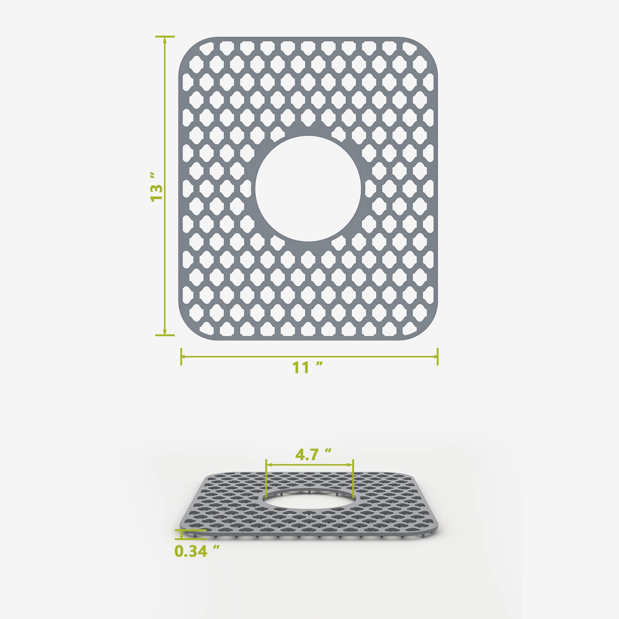Silicone Under Sink Mat - Dcolora 31''x22'' Waterproof Under Sink Mat For Kitchen Bathroom Laundry Sink Flexible Cabinet Protector Mat with Drain Hole Easy To Clean Gray Drip Tray