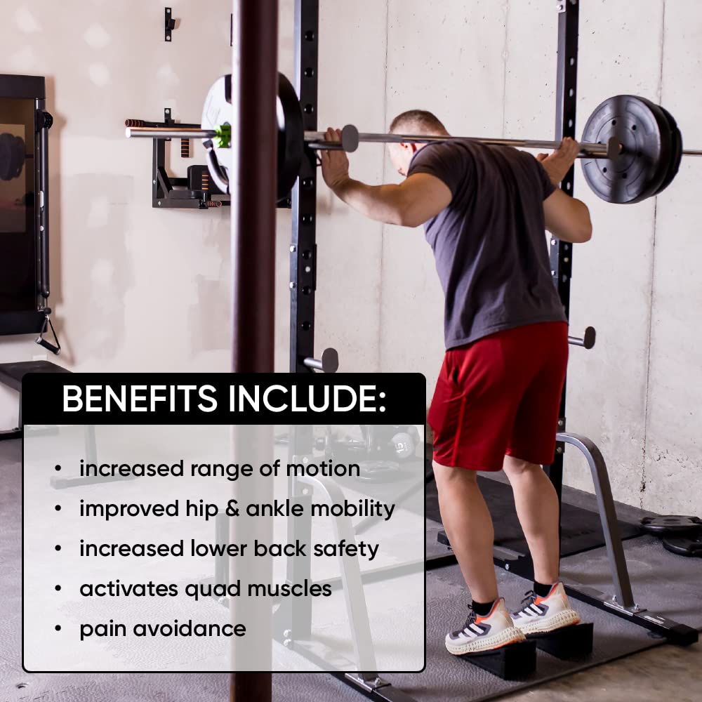 Squat Wedge Block | Slant Board for Squats, Heel Elevated, 2 Pairs (4 pieces) Non-Slip, Weight Lifting Calf Stretcher, Improve Mobility Balance and Strength Performance