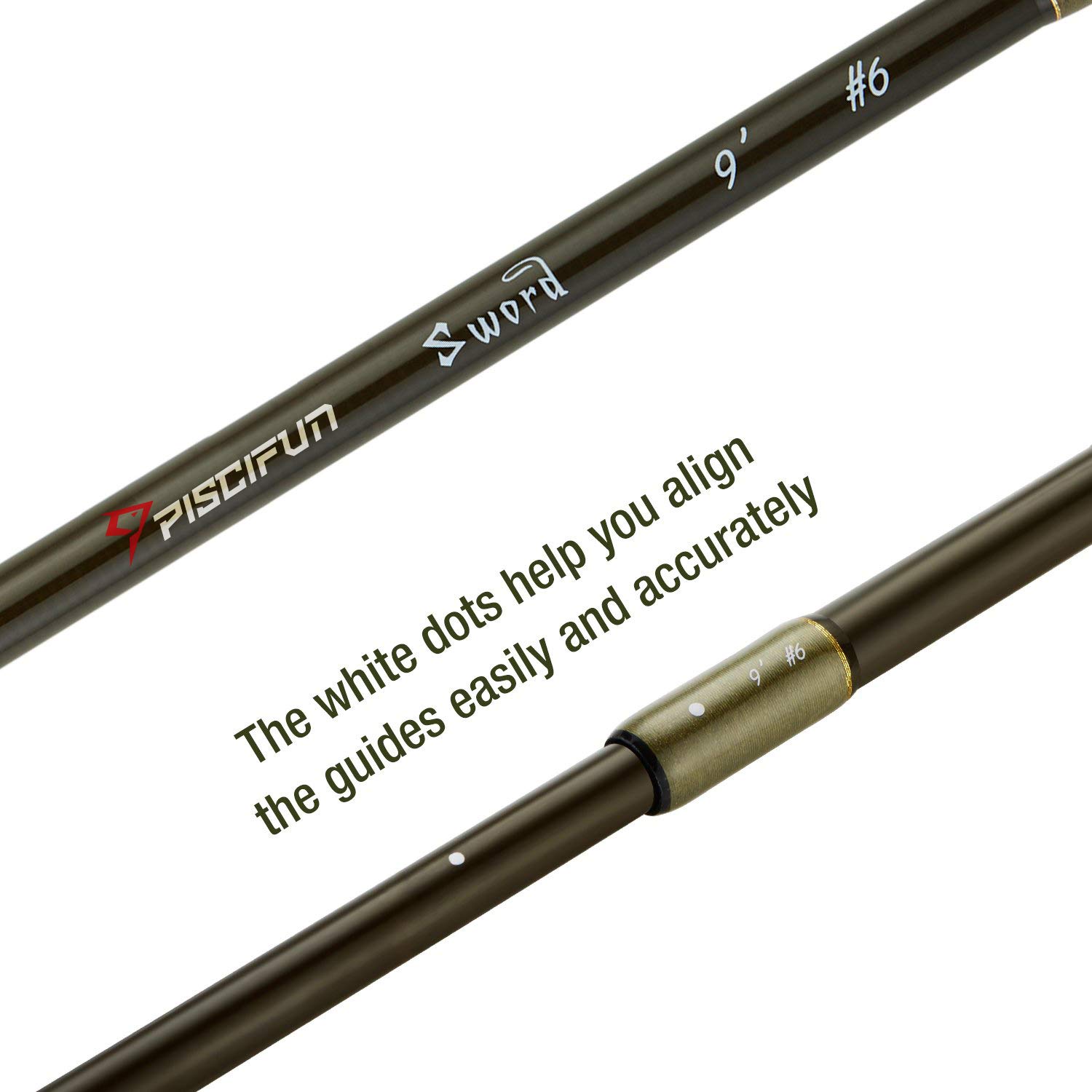 Piscifun Fly Fishing Rod 4 Piece 9ft Graphite - IM7 Carbon Fiber Blank - Accurate Placement - Ingenious Design - Chromed Guide and Durable Rod Tube 5wt