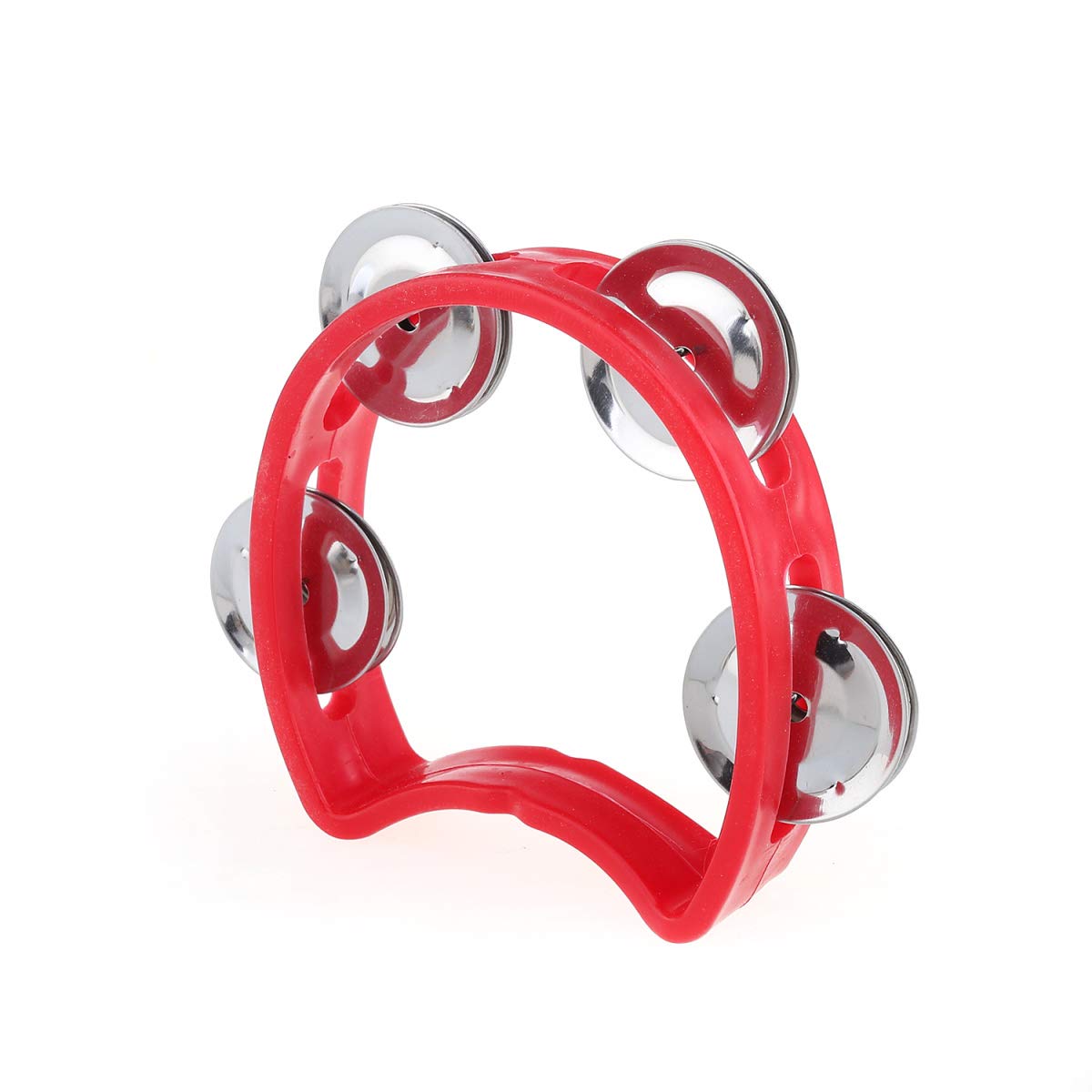Musiclily Plastic 6 Inch Handheld Half Moon Tambourines Percussion Jingles Musical Instrument, Red/Yellow(Pack of 2)