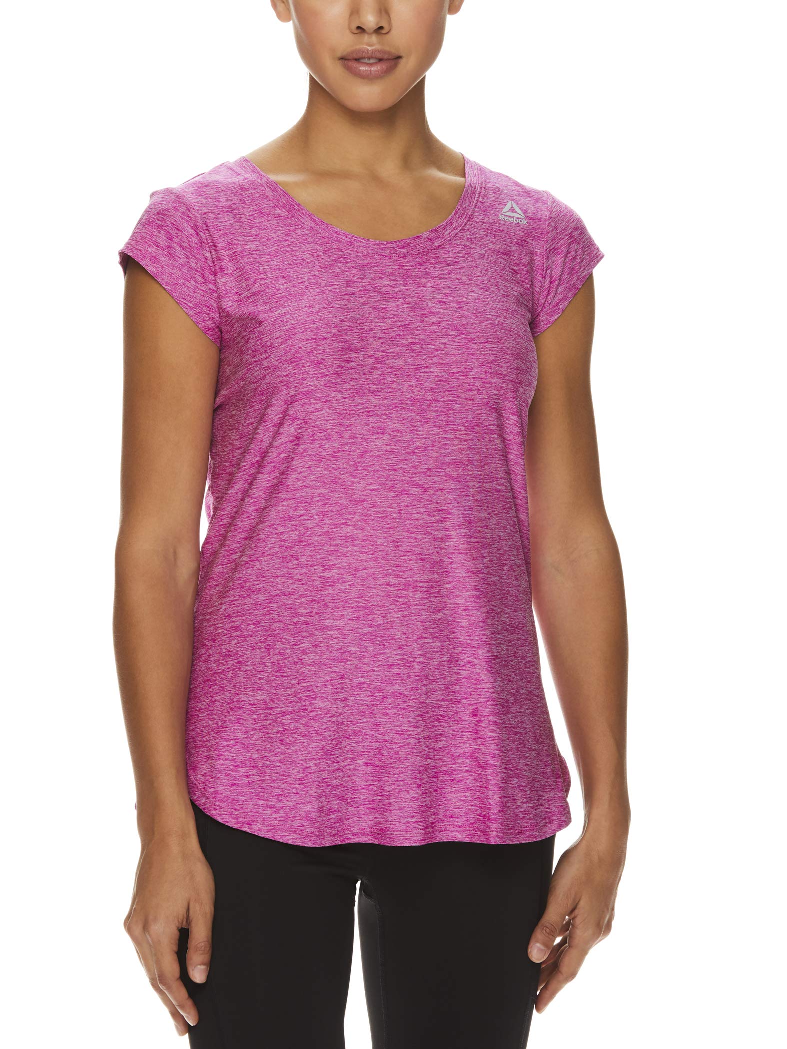 Reebok Women's Legend Running & Gym T-Shirt - Performance Short Sleeve Workout Clothes for Women - Fuchsia Shock Heather Legend Pink, Large