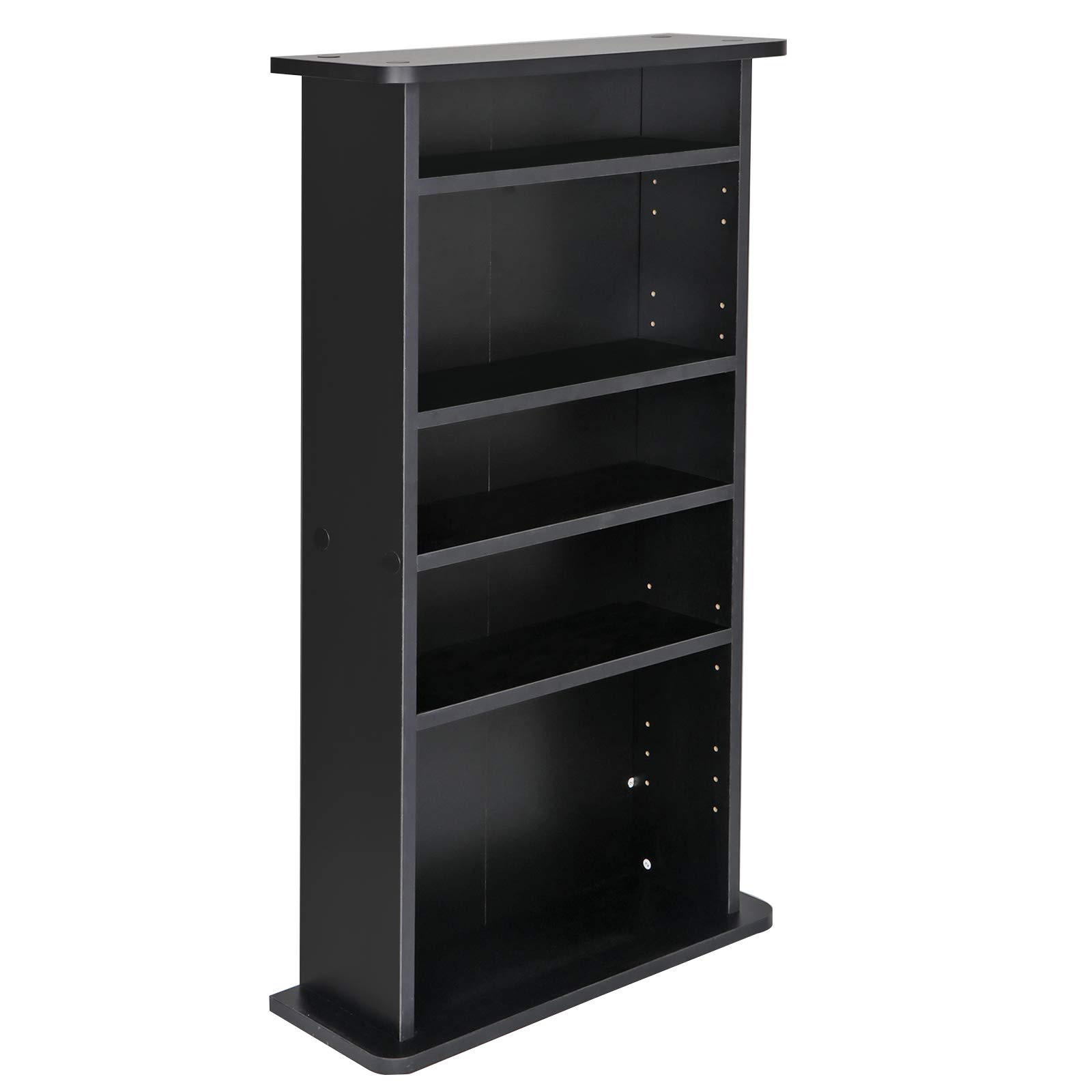 Nova Microdermabrasion Adjustable Media Storage Tower(DVD,CD,Games), 5-Tier Wooden Media Storage Organizer Cabinet, Bookshelf Display Bookcase for CDs, Books, Video Games, Arts