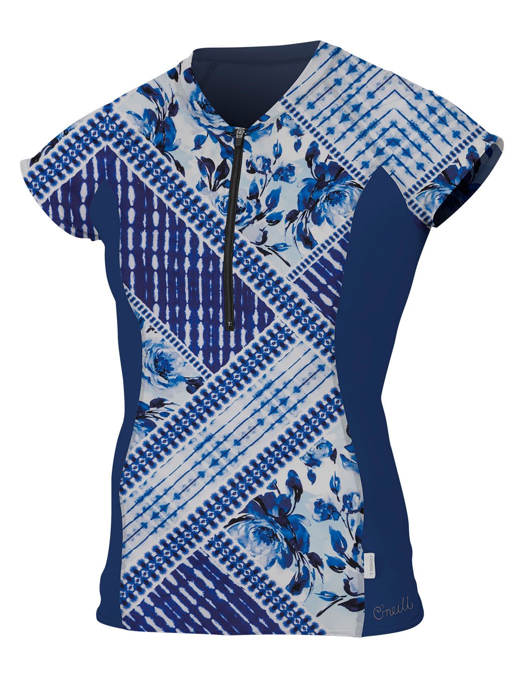 O'NEILL Cap Sleeve Sun Shirt Front Zip Indigo Patch/Navy SM (US 1-3)
