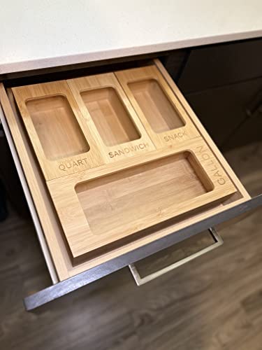 Ziplock Bag Storage Organizer (Natural Wood)