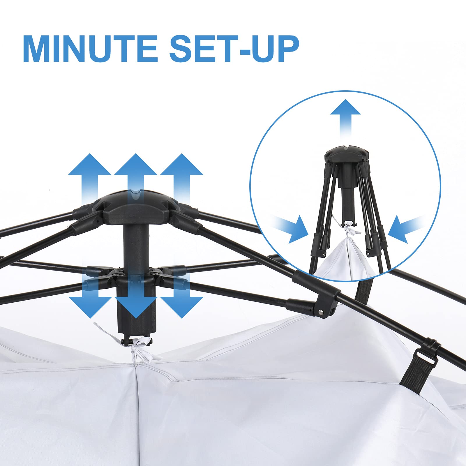 Outvita Oversize 2 Rooms Shower Tent, 7.5 FT Outdoor Pop up Changing Room, Instant Extra Wide Privacy Shelter for Camping Dressing Toilet Bathroom with Carry Bag, Blue & White