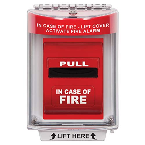 Safety Technology International, Inc. STI-13010FR Universal StopperĀ®, Flush Mount and Fire label, Indoor/Outdoor Protective Polycarbonate Cover for Pull Stations or Call Points, Red