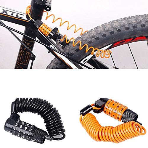 SRZR Bicycle Lock Bicycle Wire Combination Lock Bicycle Luggage Suitcase Portable Coil Lock Padlock Bike Accessory-Yellow Bike Lock (Color : Black) (Color : Black)