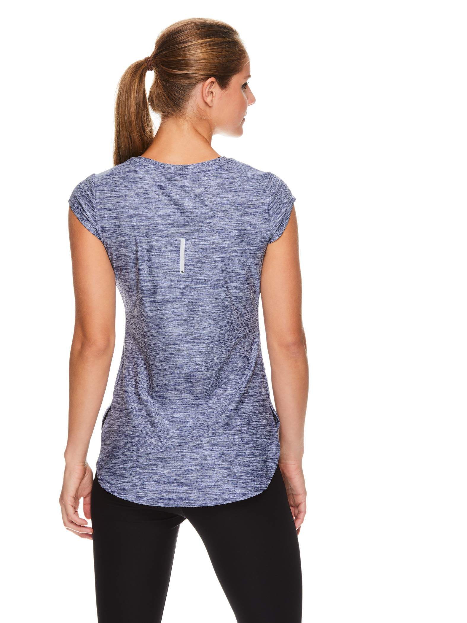 Reebok Women's Legend Running & Gym T-Shirt - Performance Short Sleeve Workout Clothes for Women - Medieval Blue Heather, X-Large