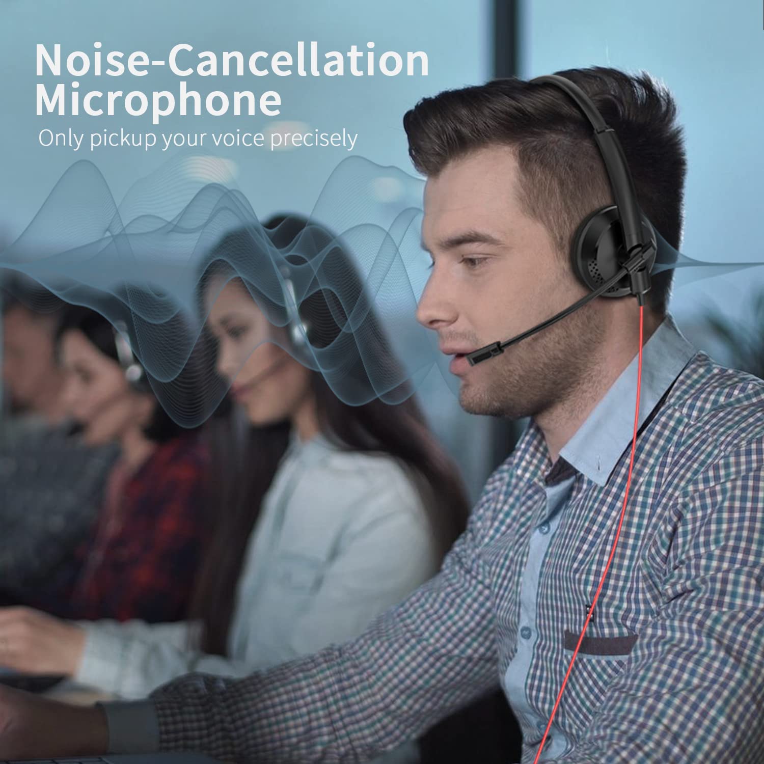 NUBWO HW03 Headset with Microphone for PC,3.5mm Jack,Volume Control,Wired Computer Headset for Zoom Skype,for Office,Business, Call Center