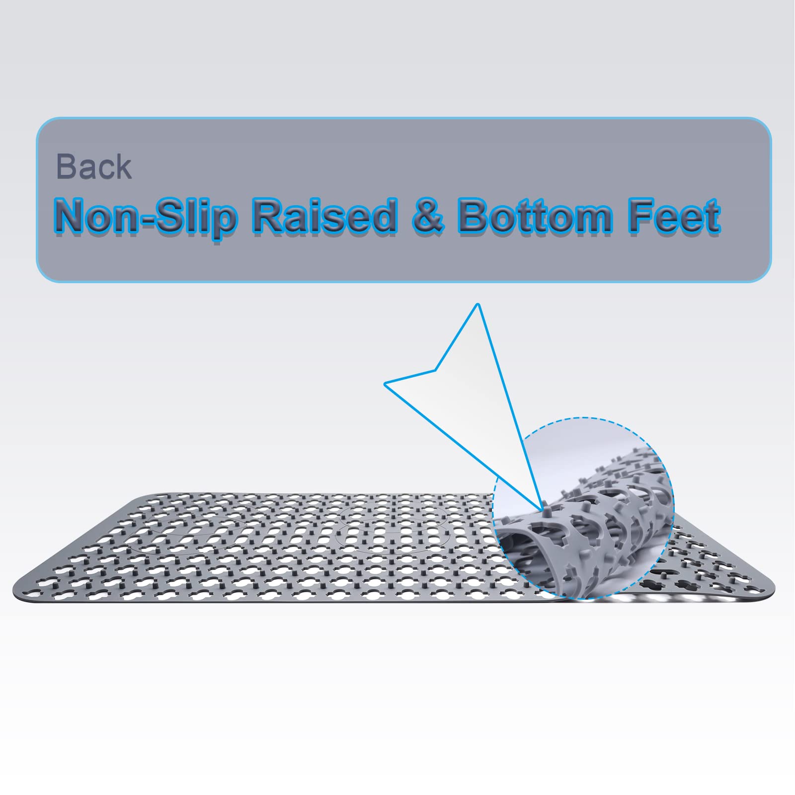 ZHAO Silicone Sink Mats Sink Protectors with Drain Holes Kitchen Sink Mat Grid Accessory Grey Sink Mats for Bottom of Kitchen for Farmhouse Stainless Steel Porcelain Sink 25"x13"