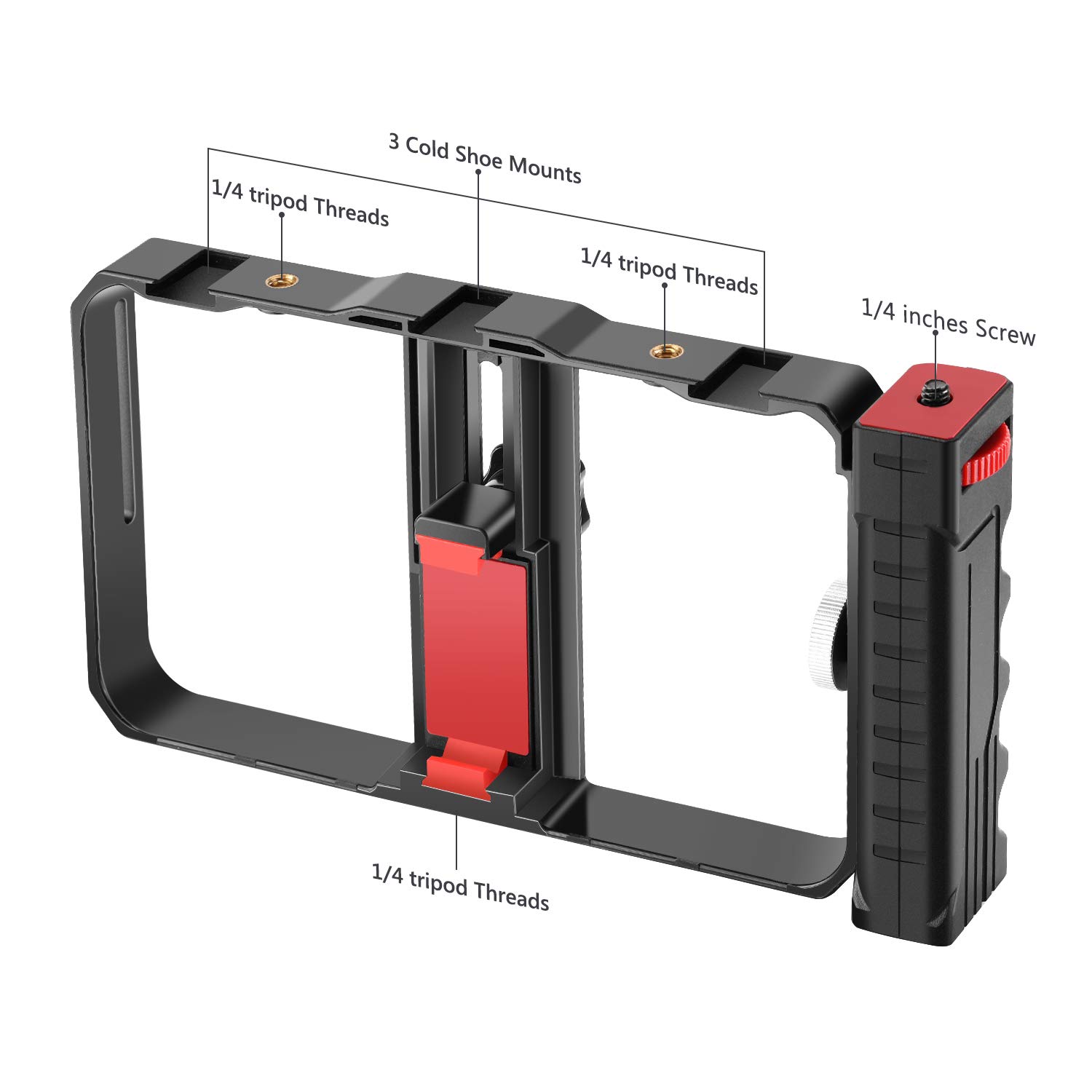 NEEWER Plastic U Rig Smartphone Video Rig, Filmmaking Cage, Phone Stabilizer Grip Tripod Mount for Videomaker Filmmaker Compatible with iPhone 14 Plus/Pro Max 13 Mini/Pro Max X XS Max XR Android