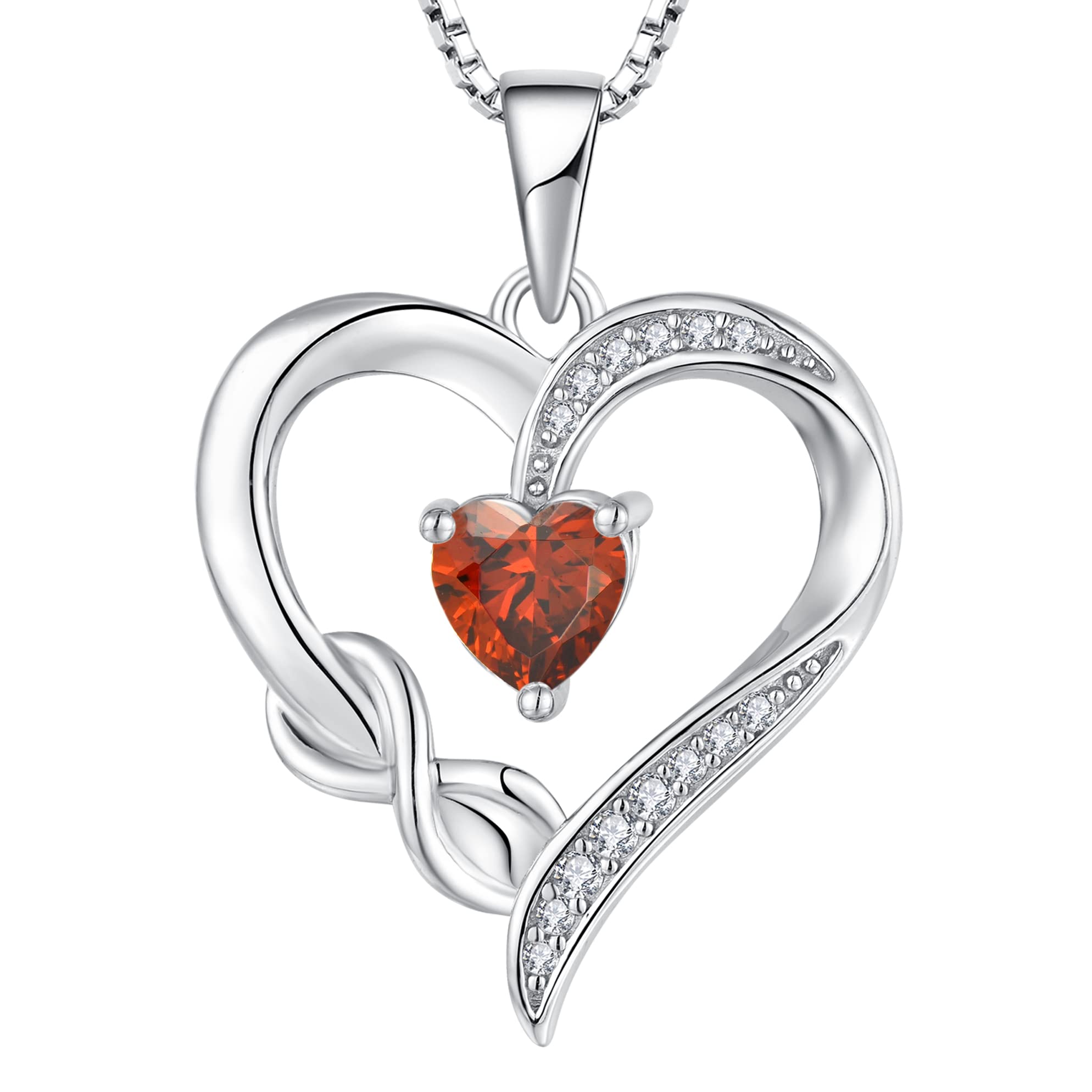 STARCHENIE Infinity Heart Necklace 925 Sterling Silver Love Heart Pendant Created Ruby Jewelry for Women