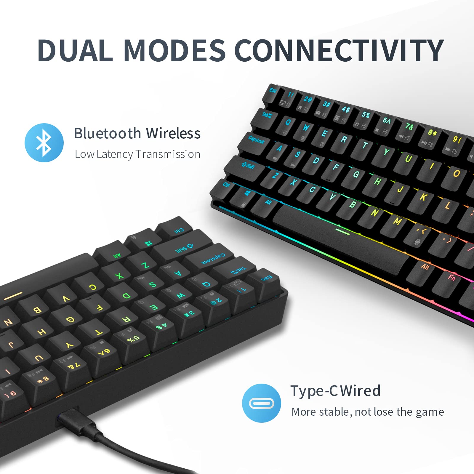 RK ROYAL KLUDGE RK68 Blue Switch, Black